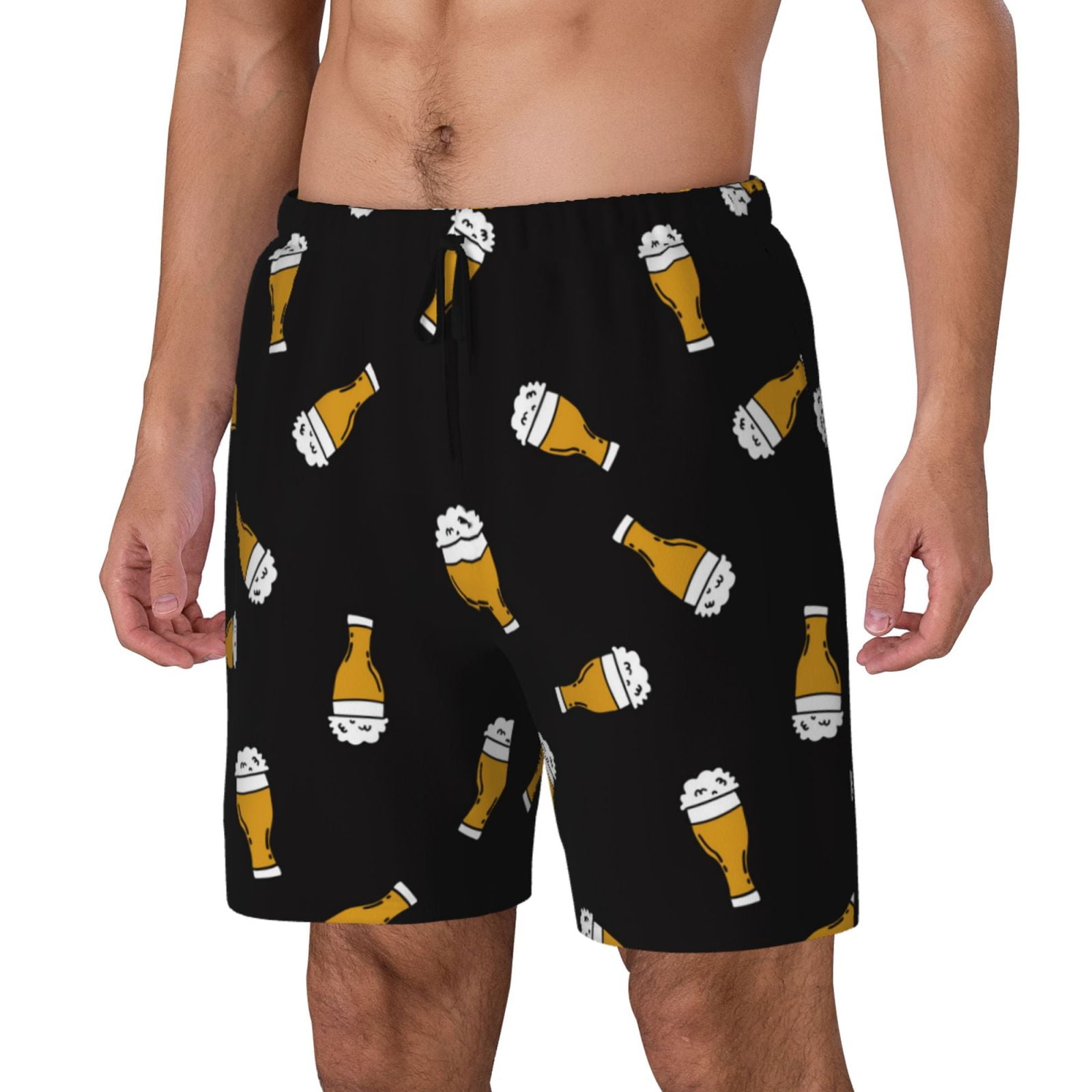Vsdgher Beer for Mens Swim Trunks with Compression Liner Swim Shorts ...