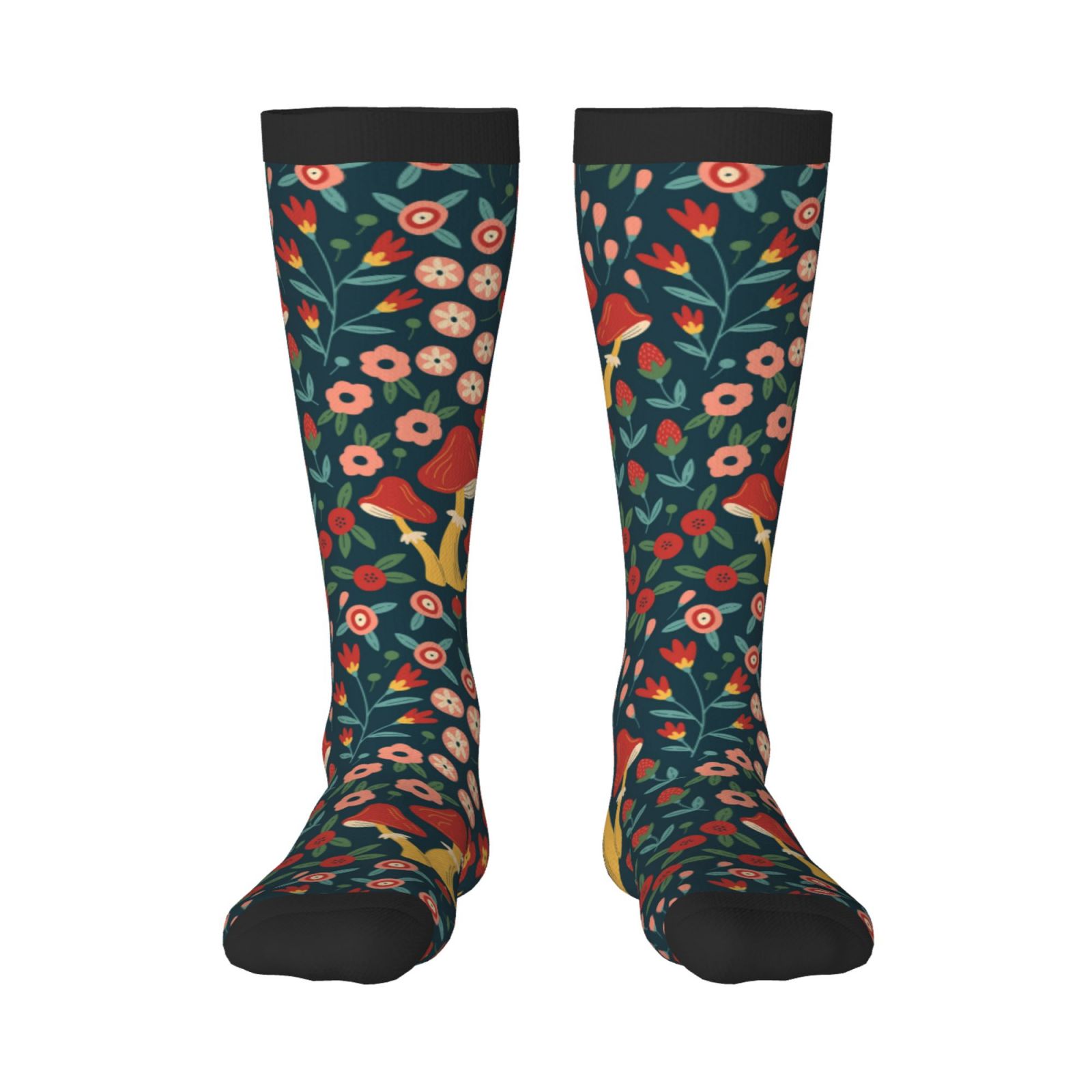 Vsdgher Berries and Flowers Print Thigh High Socks Extra Long Stretchy ...