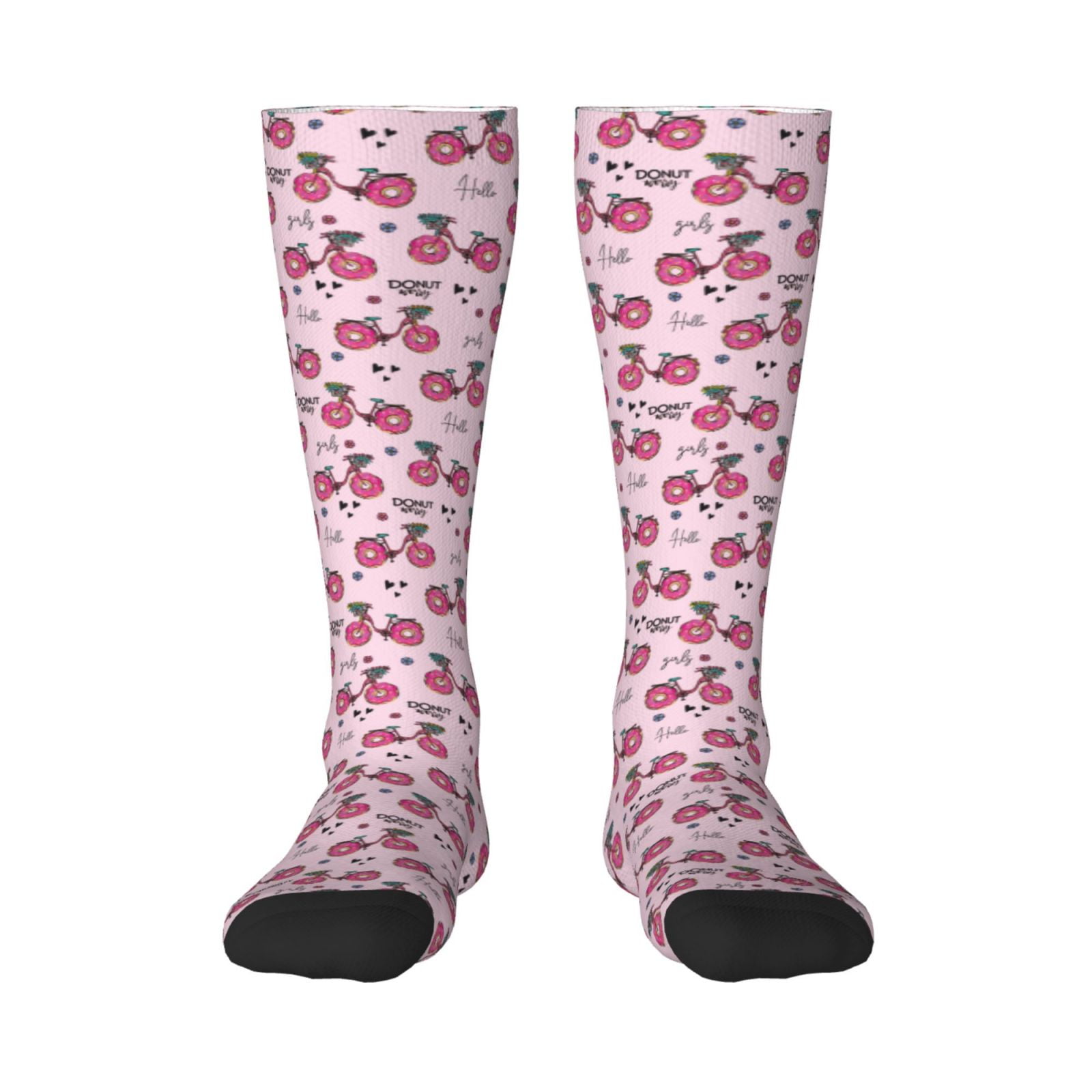 Vsdgher Bike with Donut Wheels Print Thigh High Socks Extra Long ...