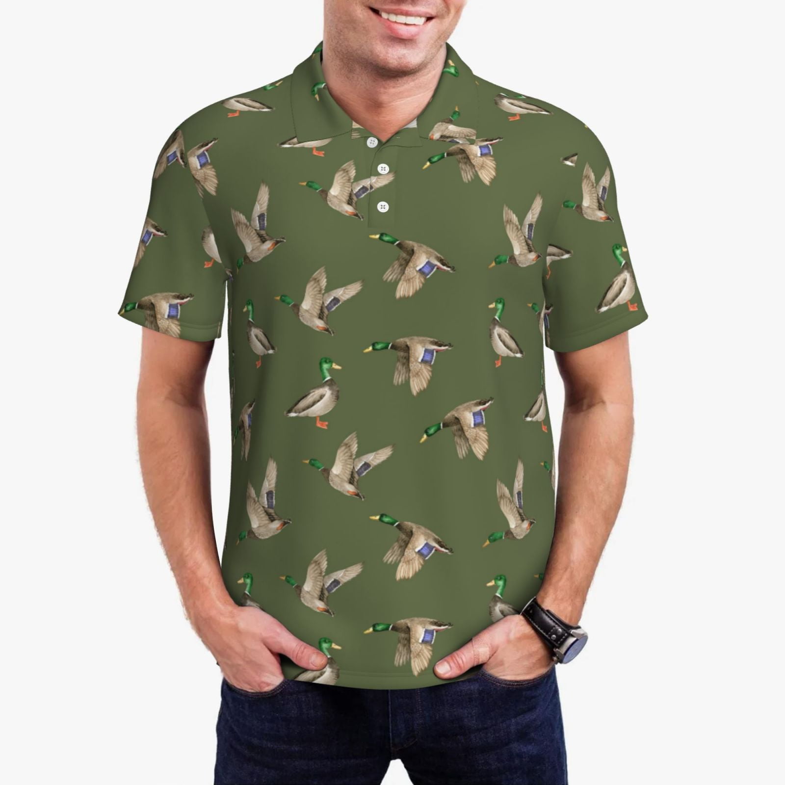 Vsdgher Birds Wild Ducks Polo Shirts for Men, Men's Short Sleeve ...