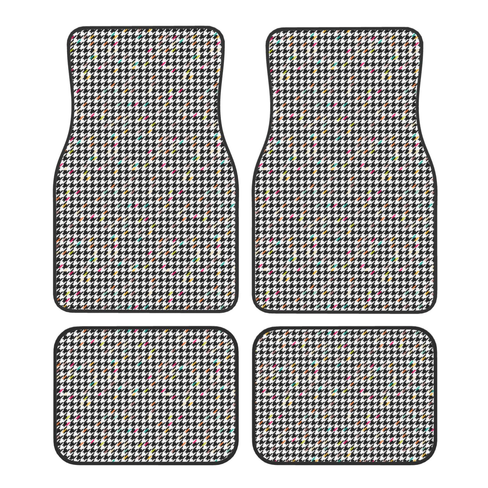 Vsdgher Black And White Houndstooth Car Foot Mat Set of 4 Pieces ...