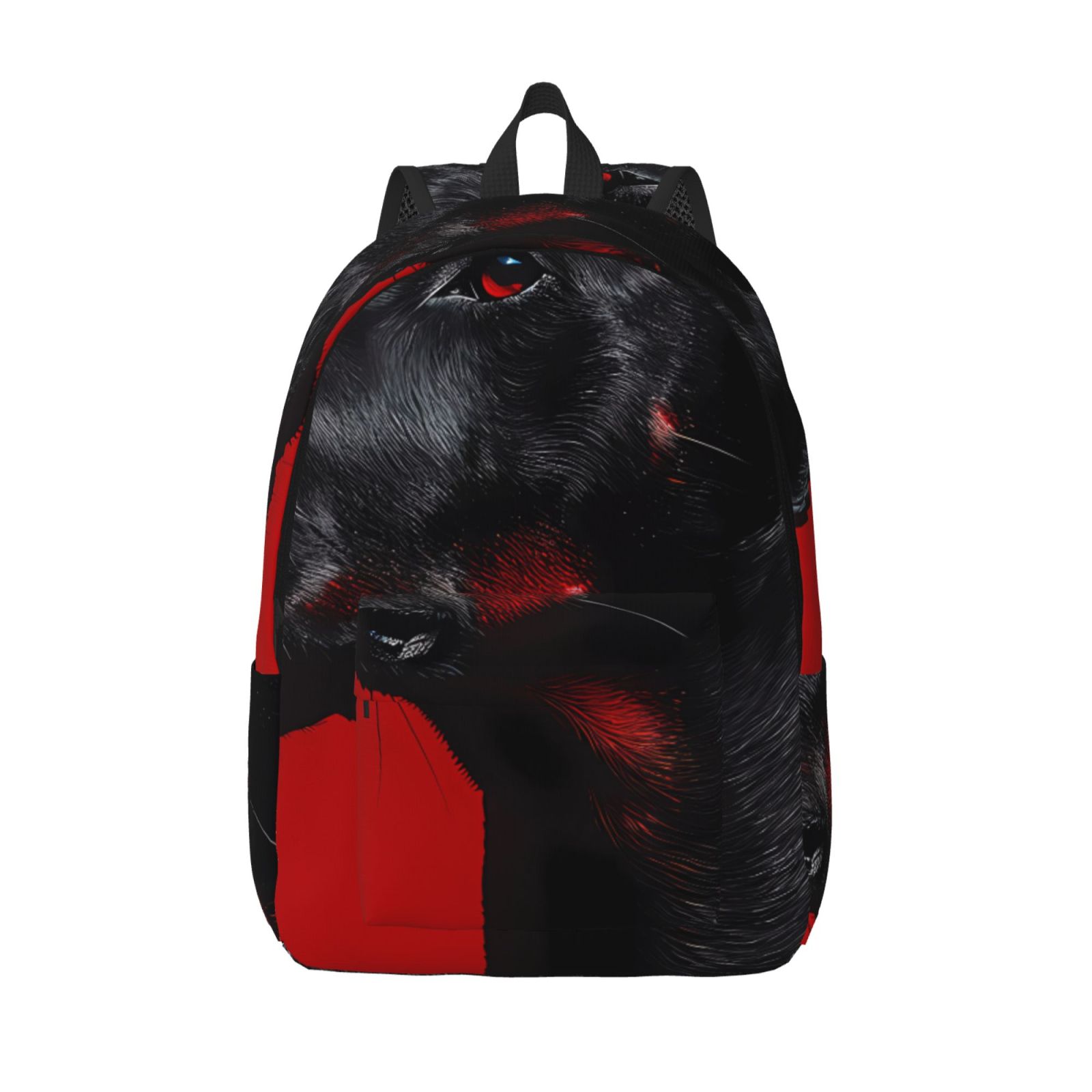 Vsdgher Black Dog Red Background Print Canvas Backpack Travel Rucksack ...
