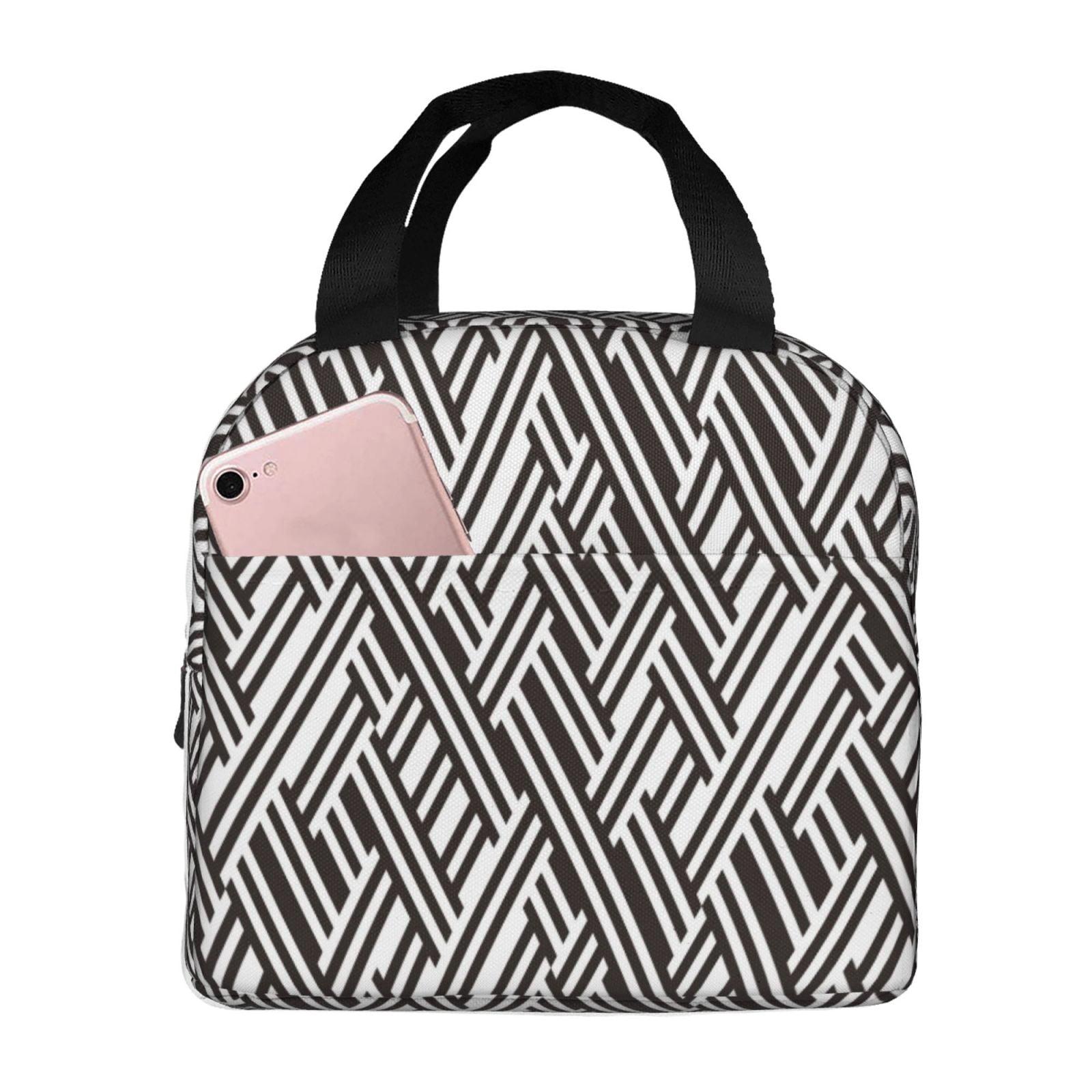 Vsdgher Black White Stripes Lunch Bag, Lunch Box for Women Adult Men ...