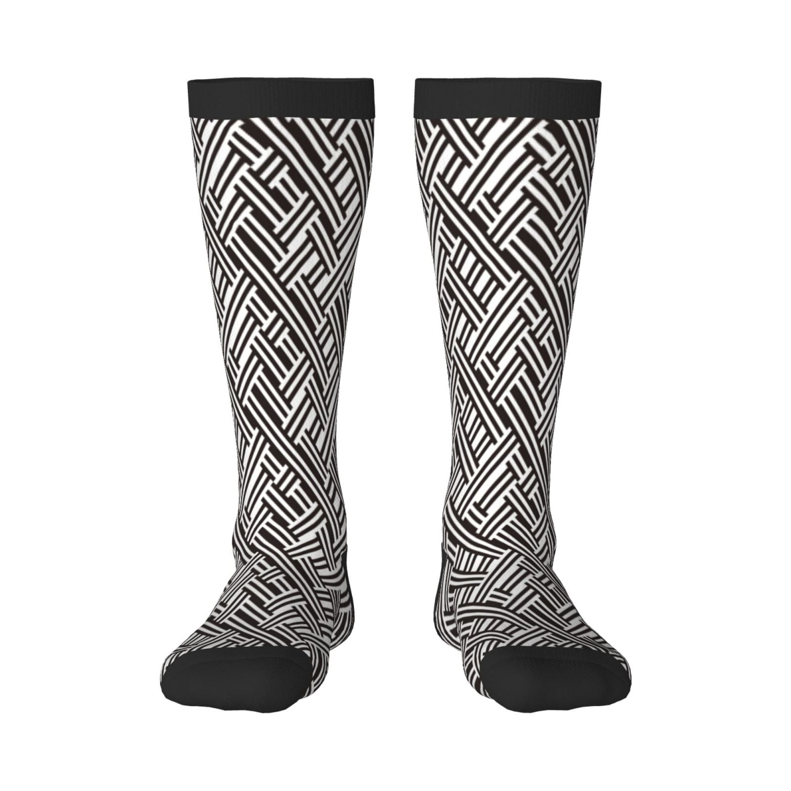 Vsdgher Black White Stripes Print Thigh High Socks Extra Long Stretchy ...