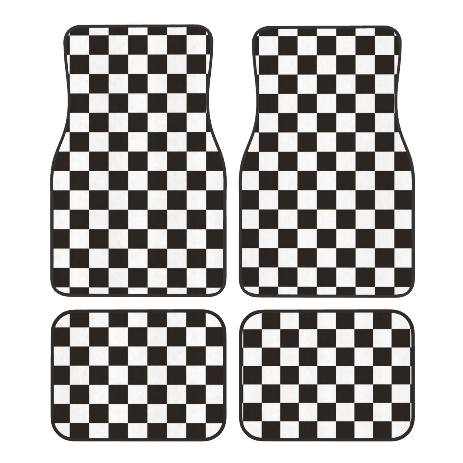 Vsdgher Black and White Checkerboard Car Foot Mat Set of 4 Pieces ...