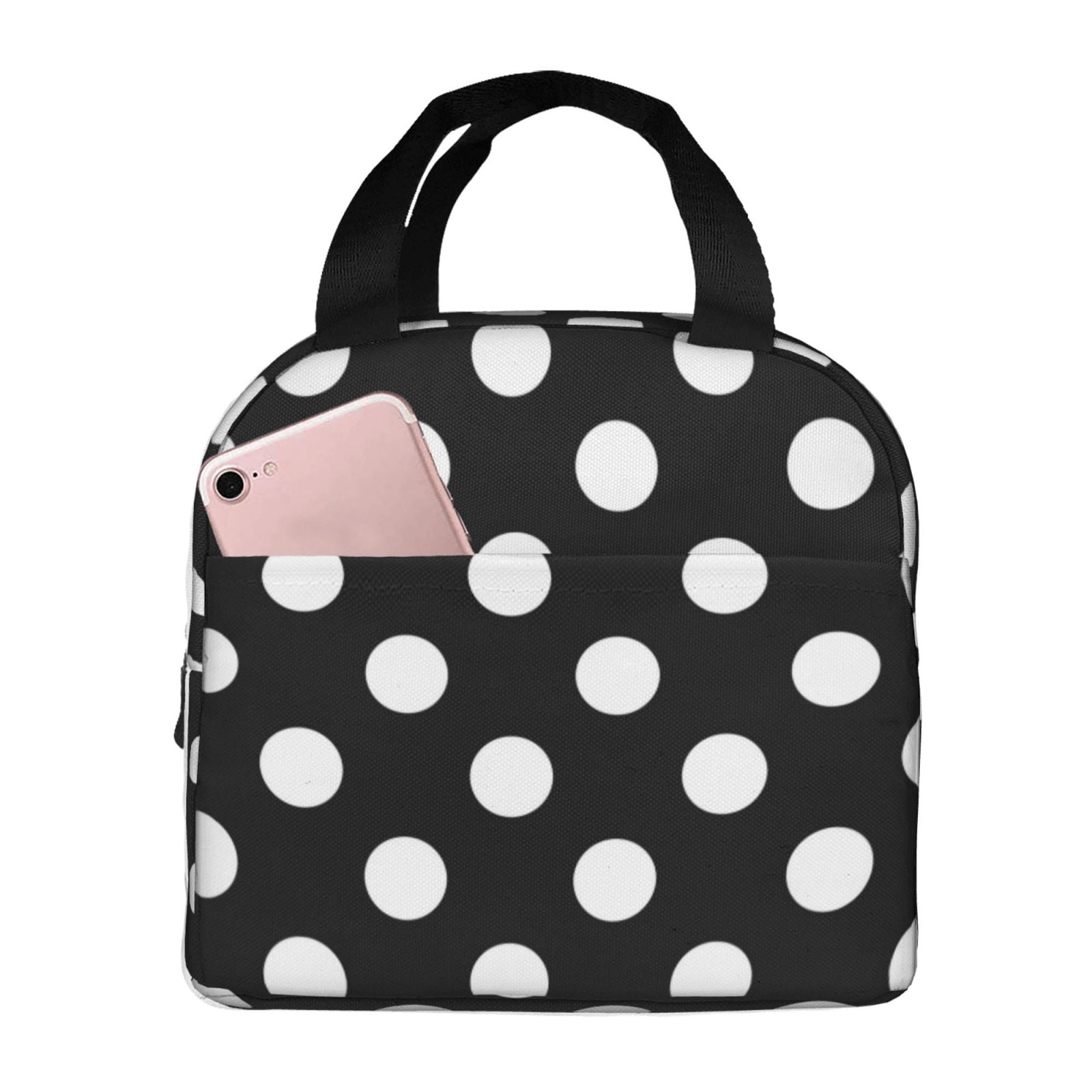 Vsdgher Black and White Polka Dot Lunch Bag, Lunch Box for Women Adult ...