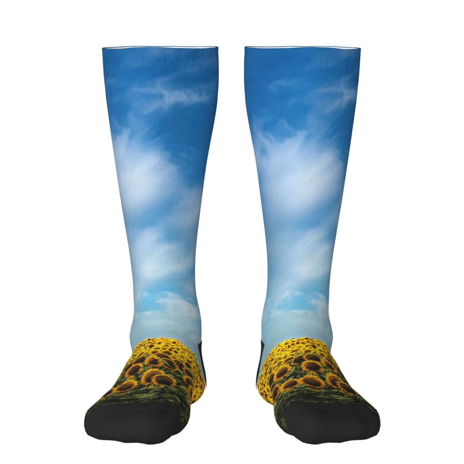 Vsdgher Blooming Sunflower Field Print Thigh High Socks Extra Long ...