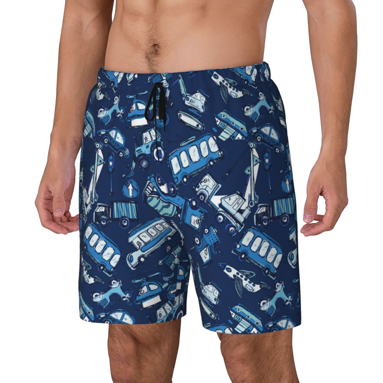 Vsdgher Blue Bus for Mens Swim Trunks with Compression Liner Swim ...