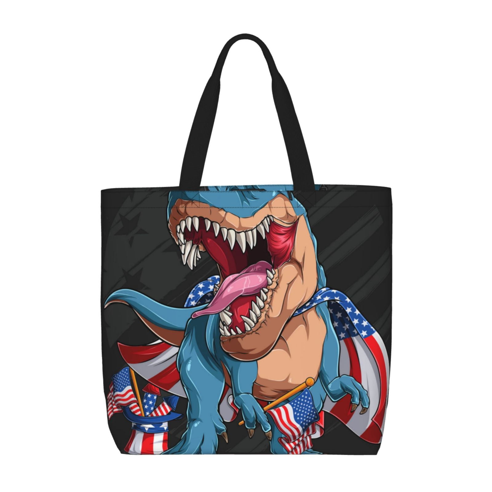 Vsdgher Blue Dinosaur print Tote Bag for Women Shoulder Bag with Zipper ...