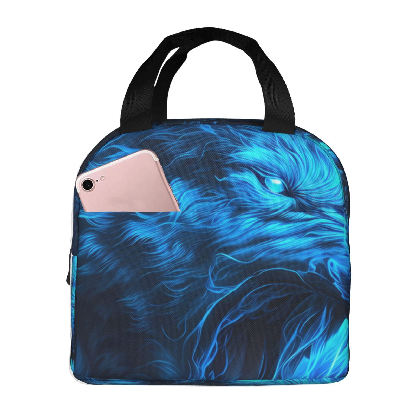 Vsdgher Blue Fire Wolf Lunch Bag, Lunch Box for Women Adult Men, Lunch ...