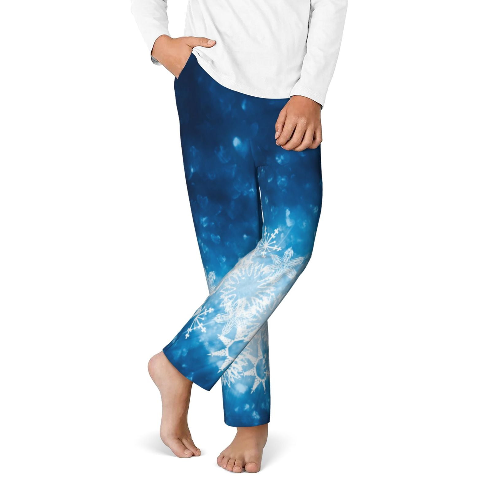 Vsdgher Blue Glitter Sparkles Print Kids Pajama Pants,Long Sleep Plaid Pants Soft Lounge Pj ...