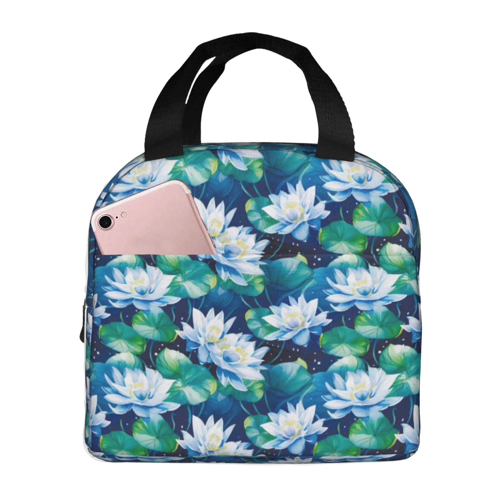Vsdgher Blue Lotus Flower Lunch Bag, Lunch Box for Women Adult Men ...