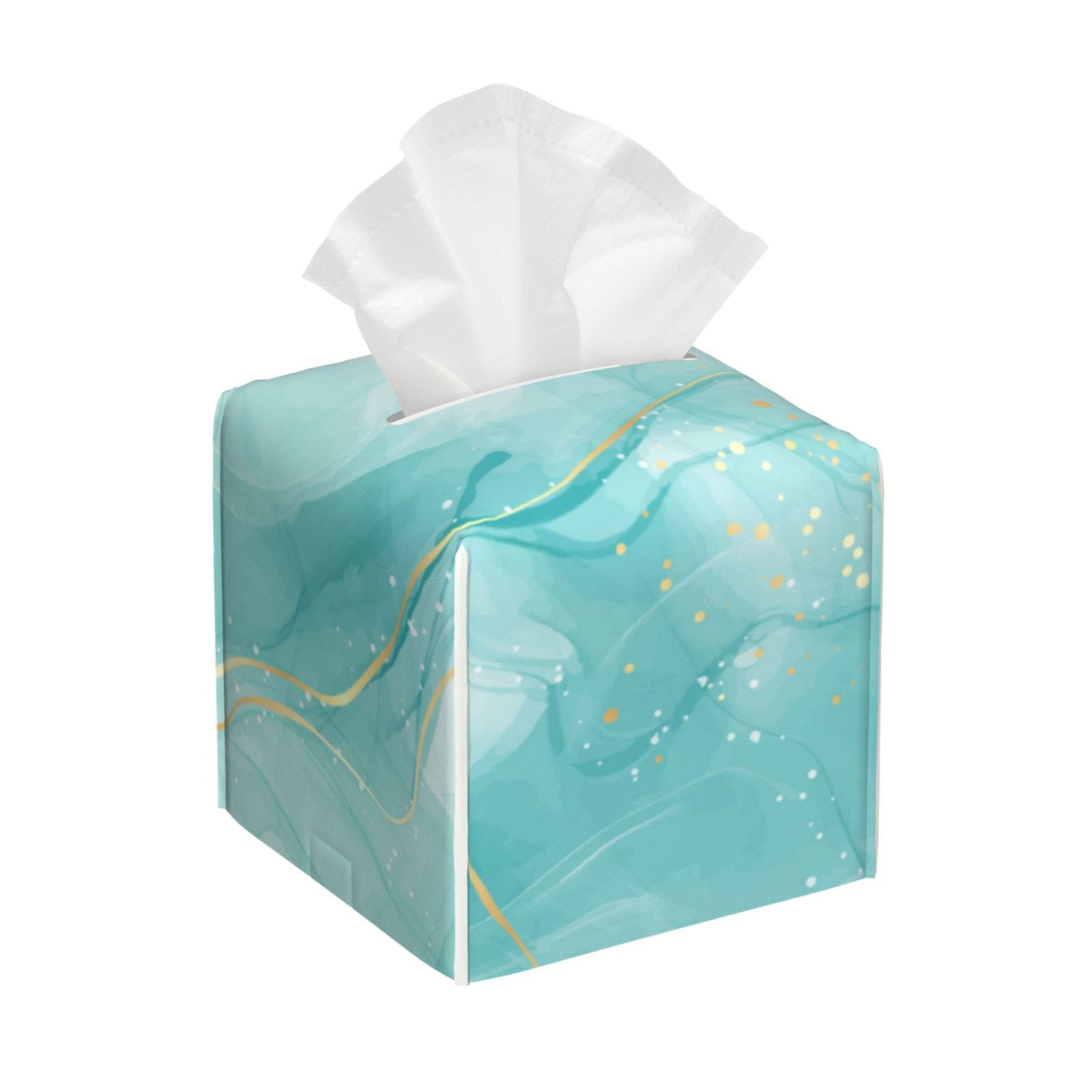 Vsdgher Blue Marble Pattern Tissue Box Cover Holder, Square with Bottom ...