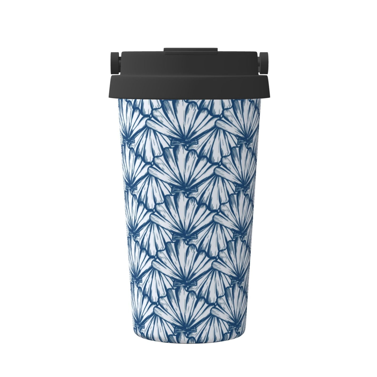 Vsdgher Blue Shells Coffee Mug Pobtable To Stainless Steel Coffee Tumbler Coffee Cups with Lids ...