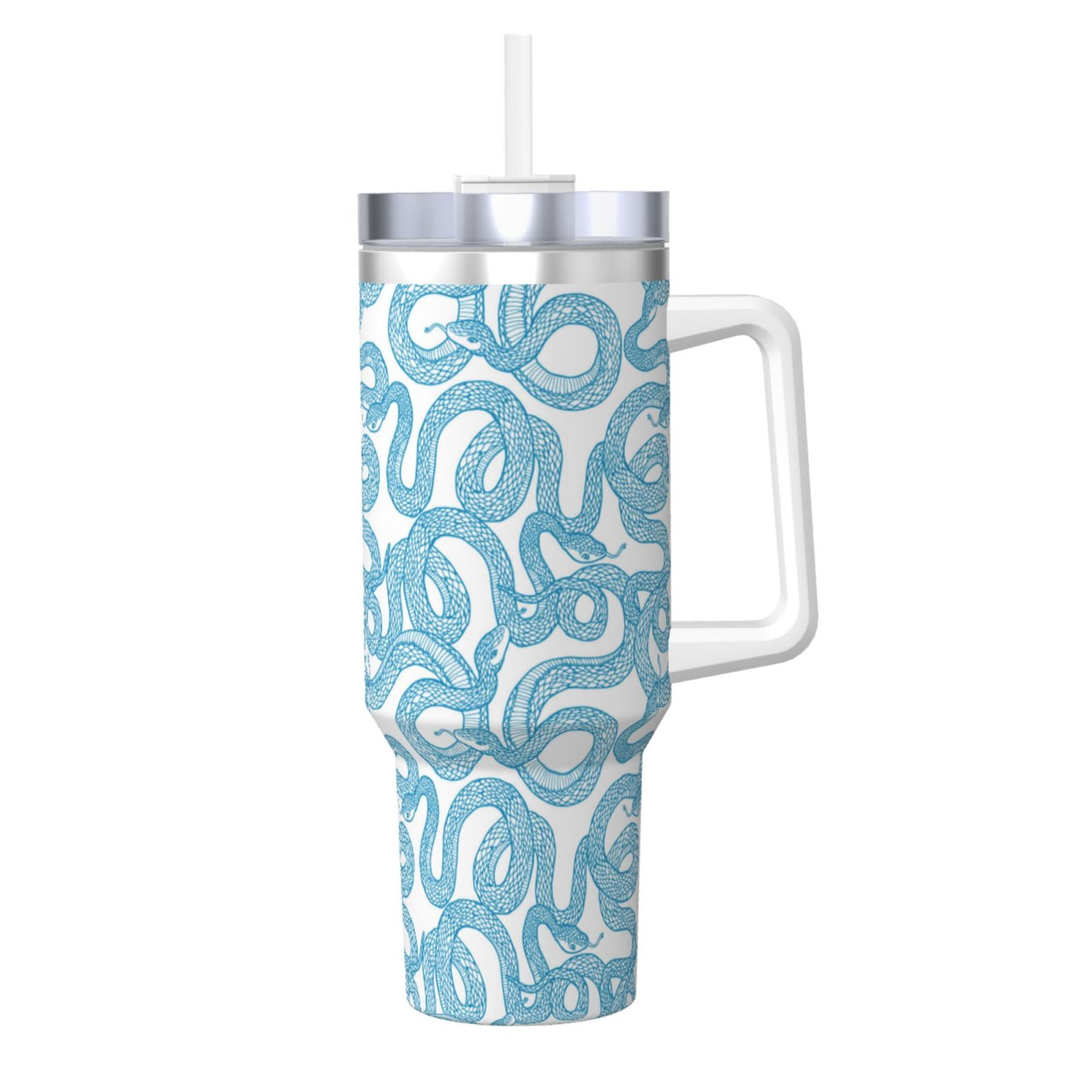 Vsdgher Blue Snake Pattern 40 oz Tumbler with Handle and Straw Lid ...