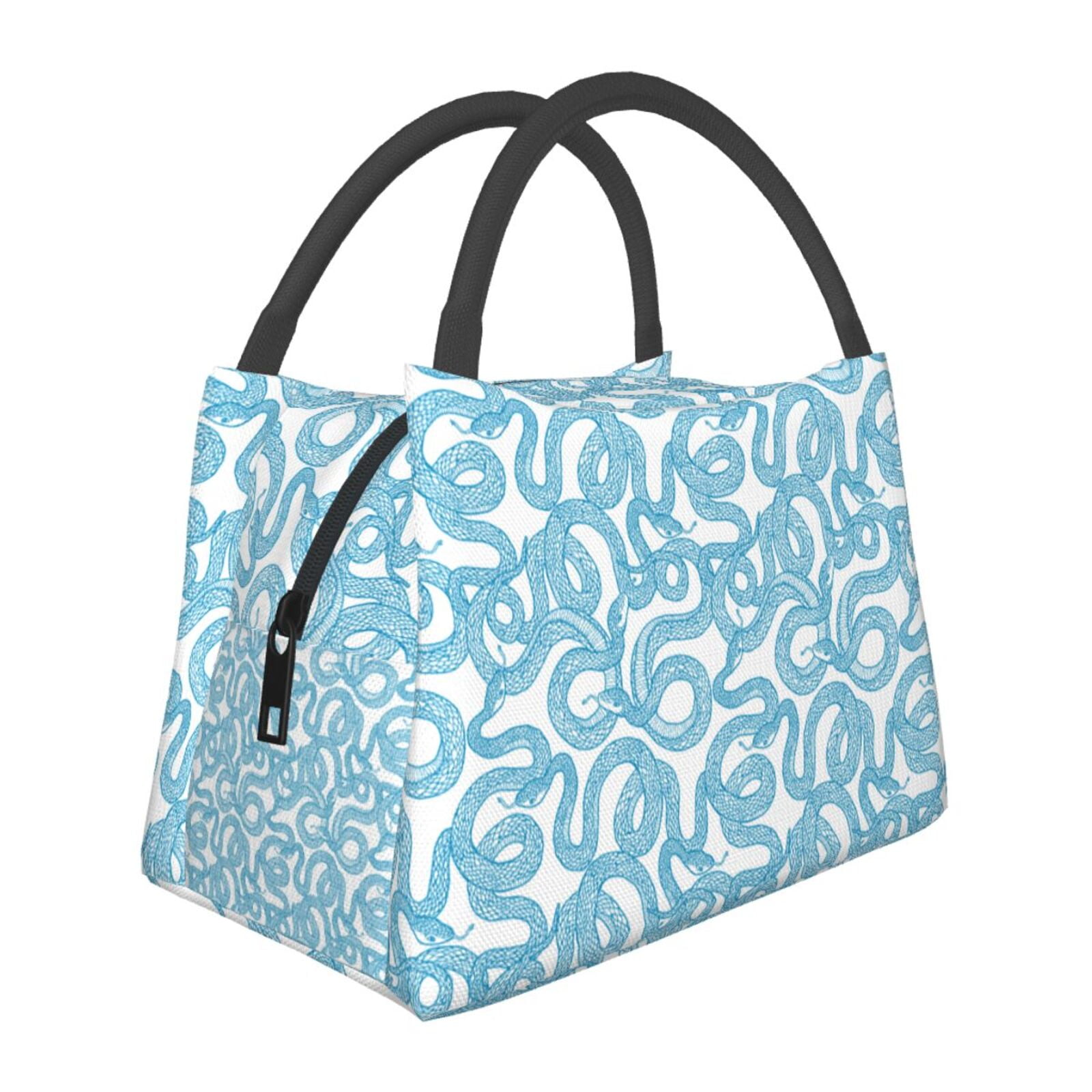 Vsdgher Blue Snake Print Insulated Reusable Bags with Sturdy Zipper and ...