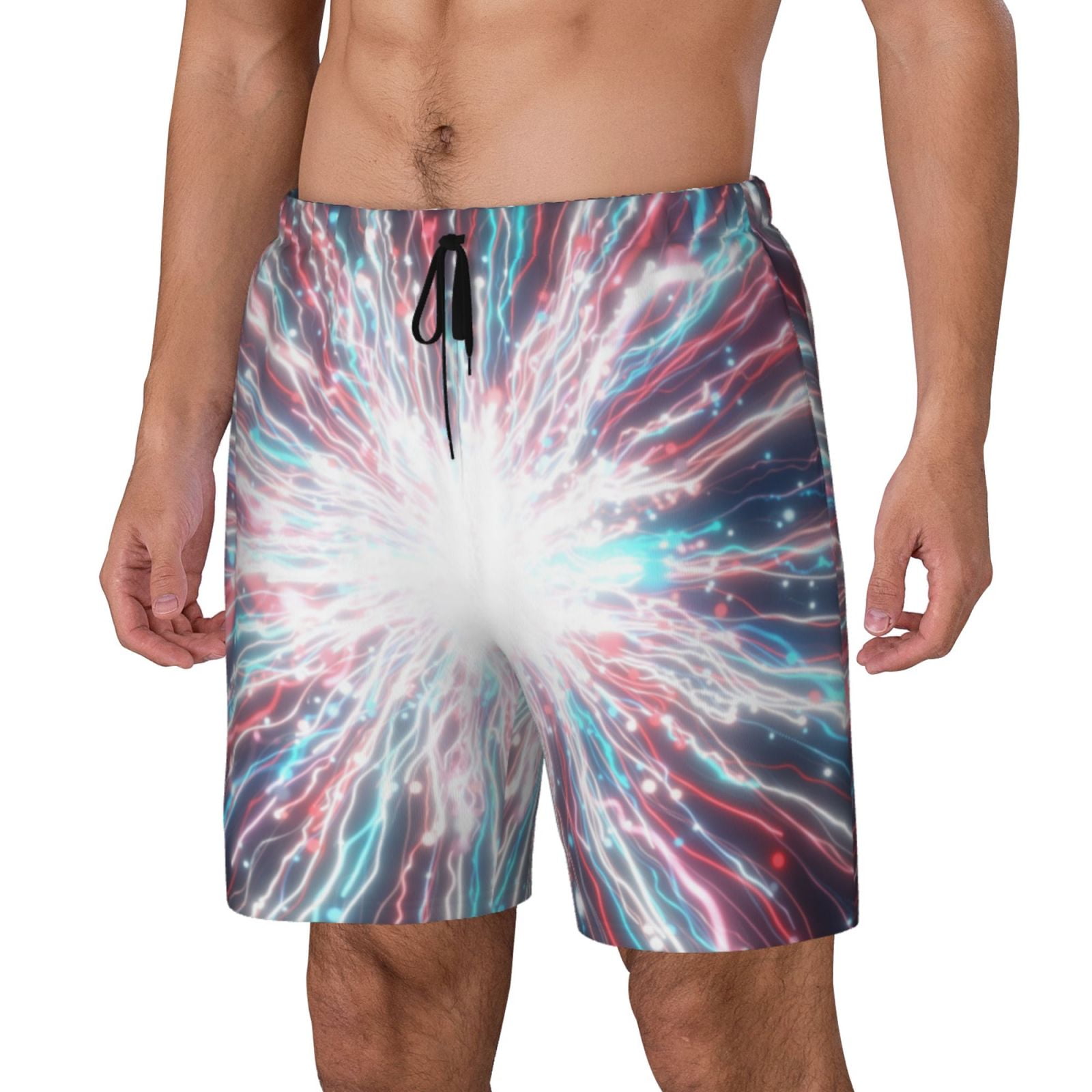 Vsdgher Blue Swirl Fireworks for Mens Swim Trunks with Compression ...