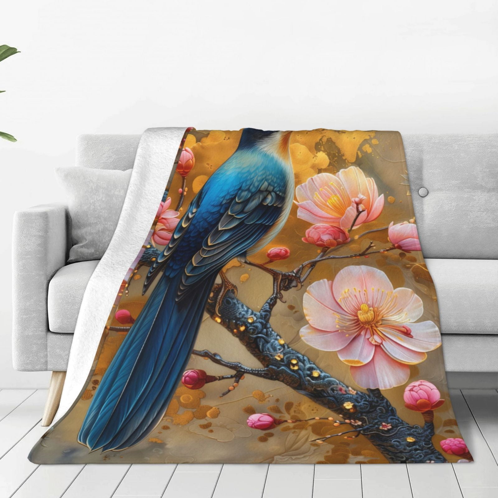 Vsdgher Bluebird Blossom Elegance Ultra-Soft Micro flannel Blanket ...