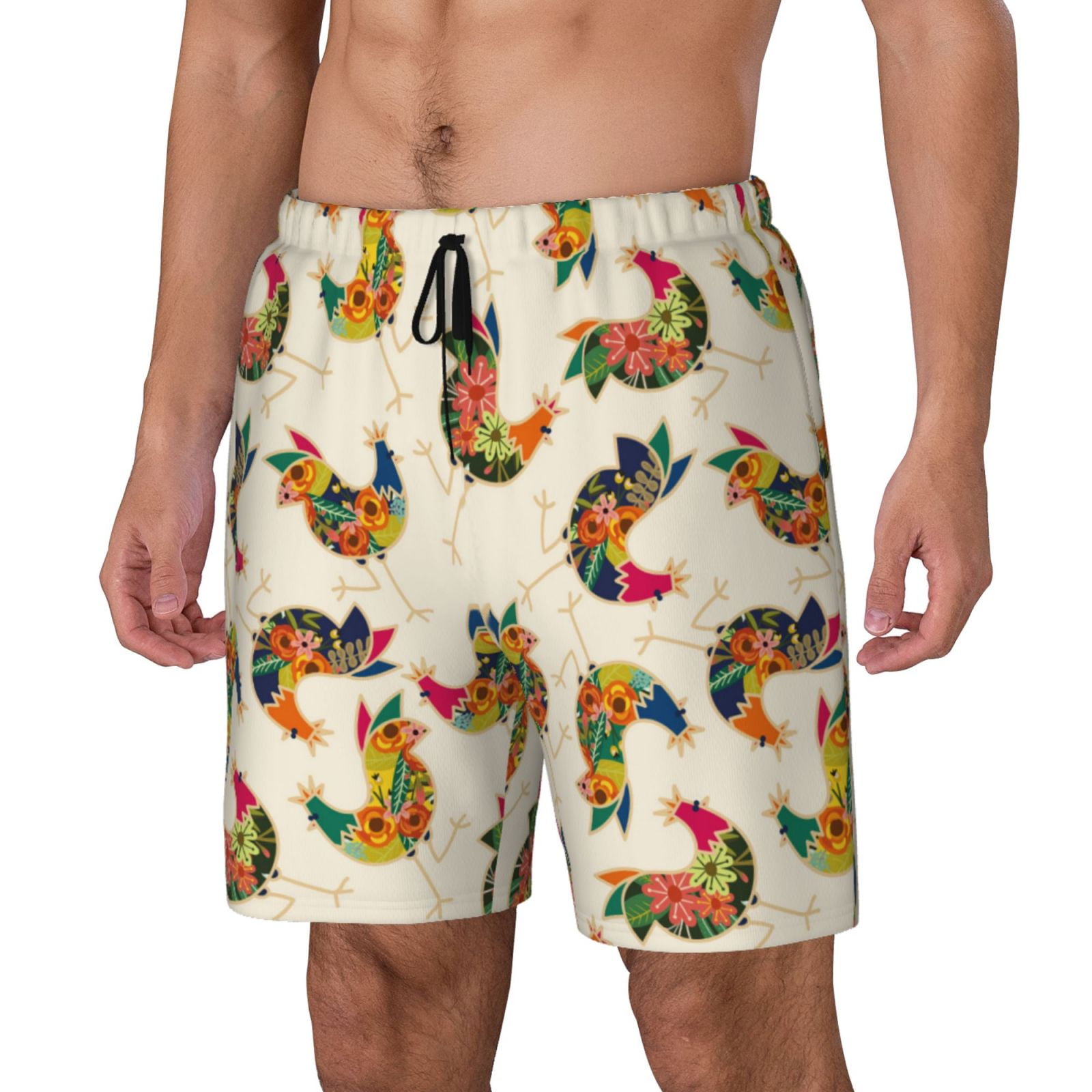 Vsdgher Boho Chicken for Mens Swim Trunks with Compression Liner Swim ...