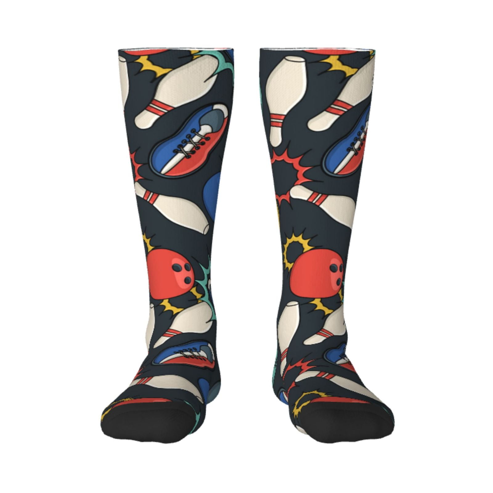 Vsdgher Bowling Ball Print Thigh High Socks Extra Long Stretchy Sock ...