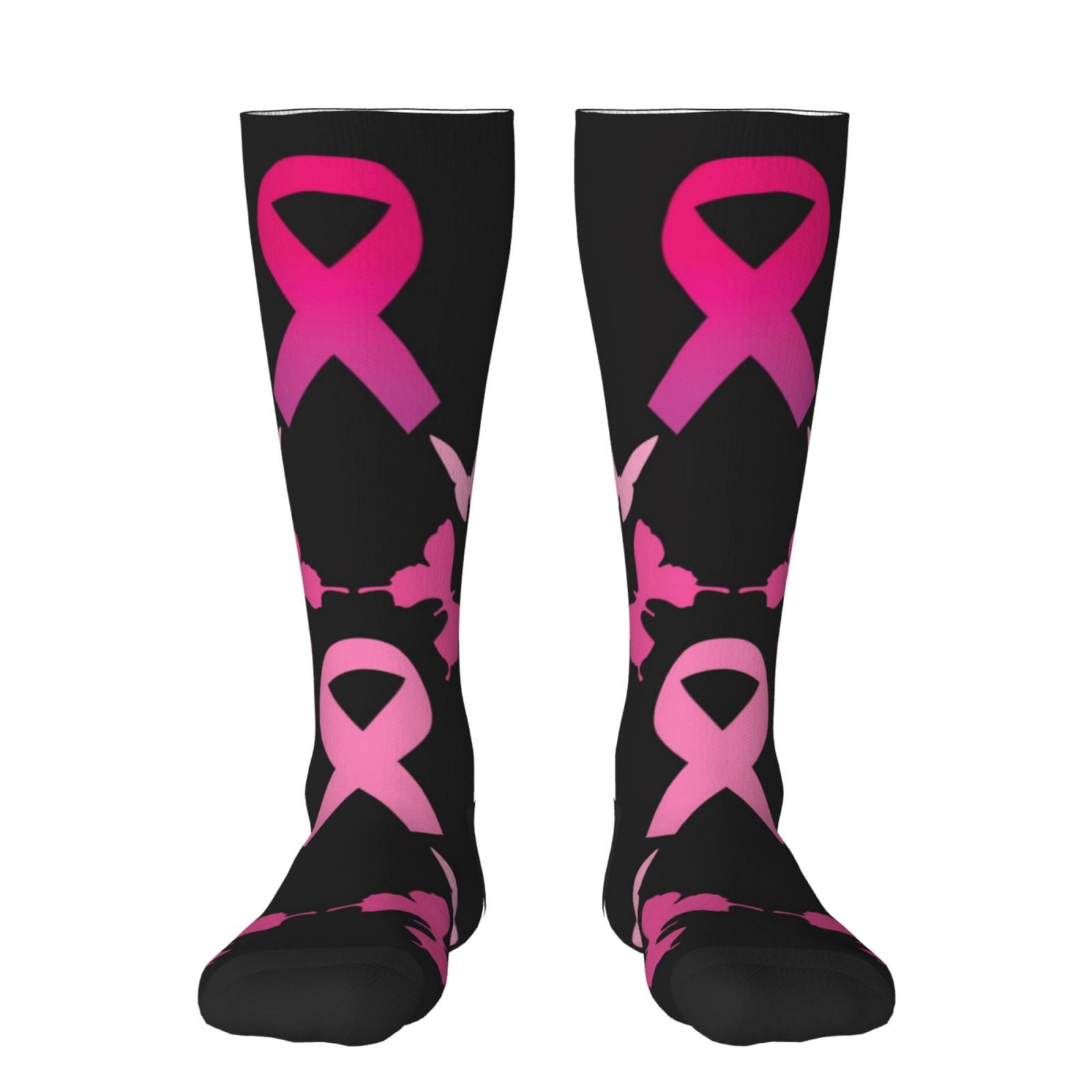 Vsdgher Breast Cancer Print Thigh High Socks Extra Long Stretchy Sock ...