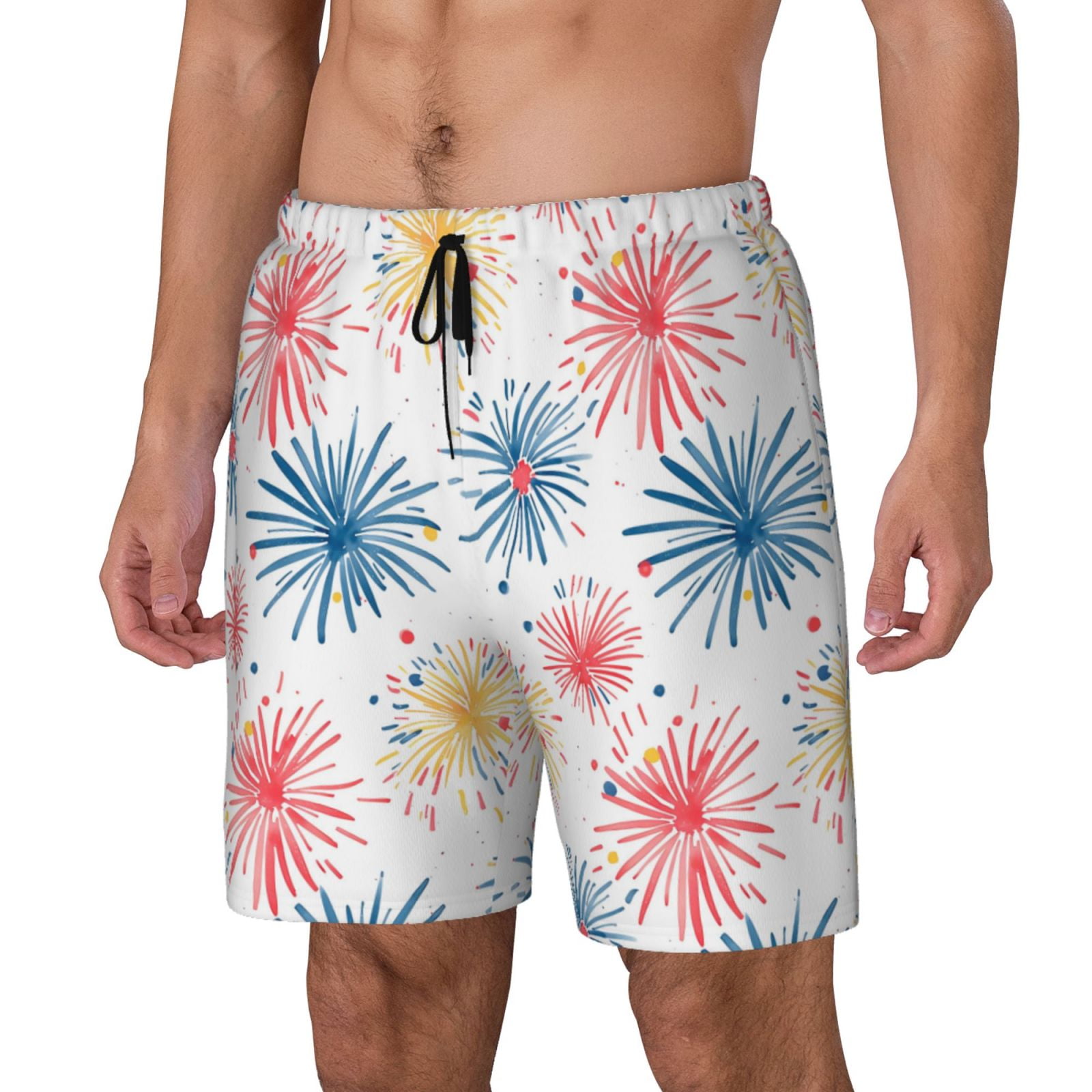Vsdgher Bright Colorful Fireworks for Mens Swim Trunks with Compression ...