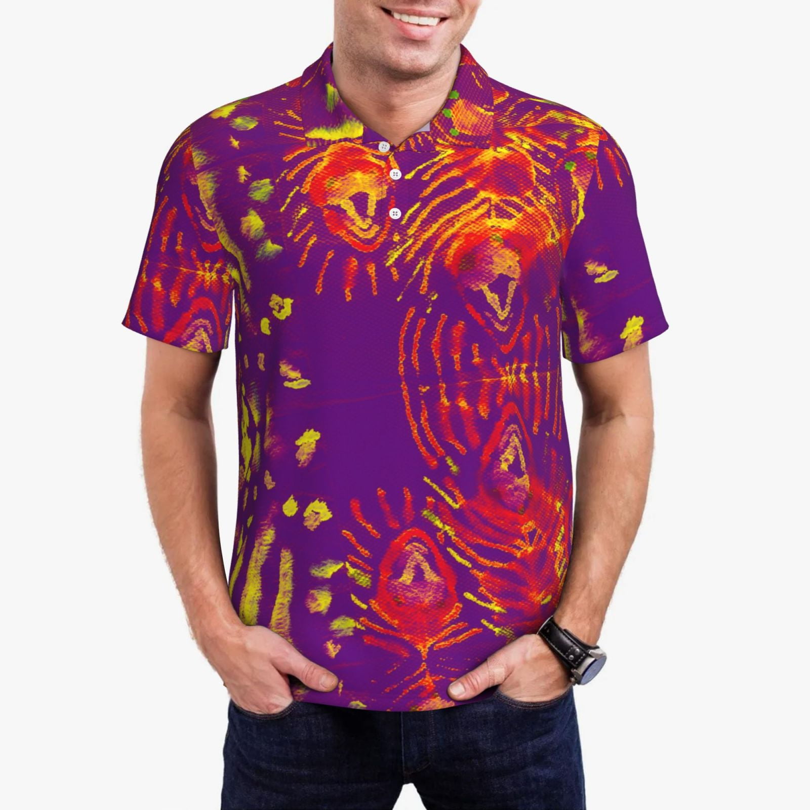 Vsdgher Bright Textured Animal Polo Shirts for Men, Men's Short Sleeve ...
