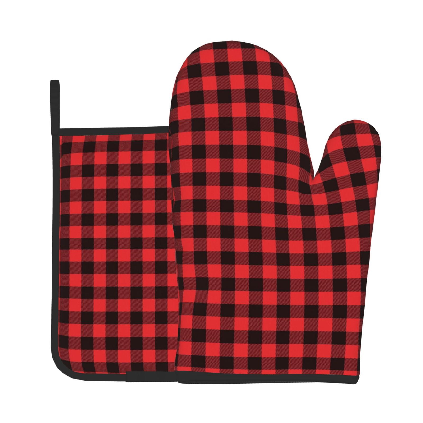 Vsdgher Buffalo Plaid Red Black Oven Mitts and Pot Holders 2 pcs Set ...