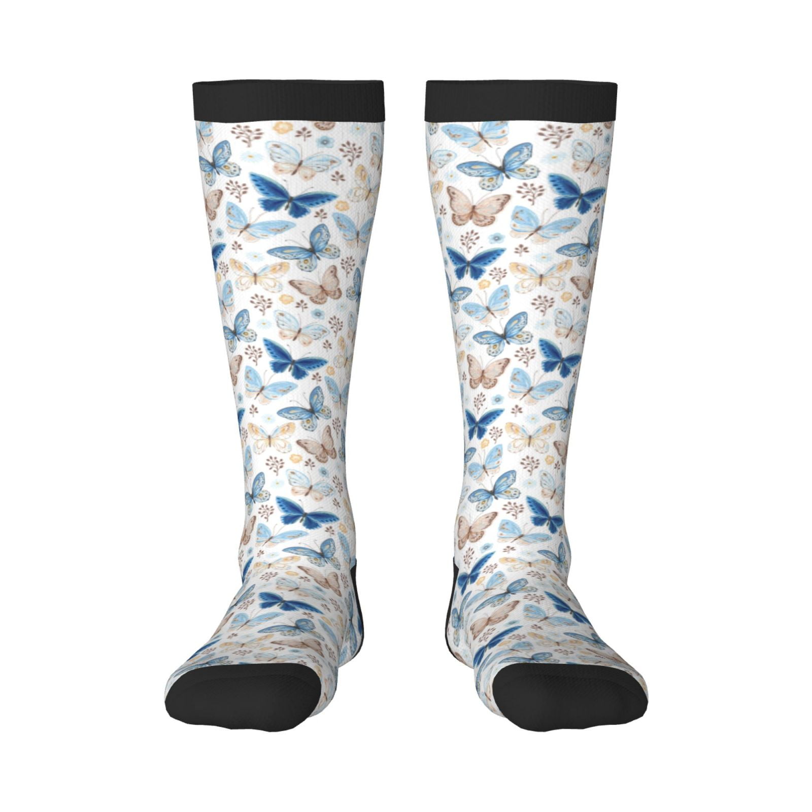 Vsdgher Butterfly Print Thigh High Socks Extra Long Stretchy Sock Women ...