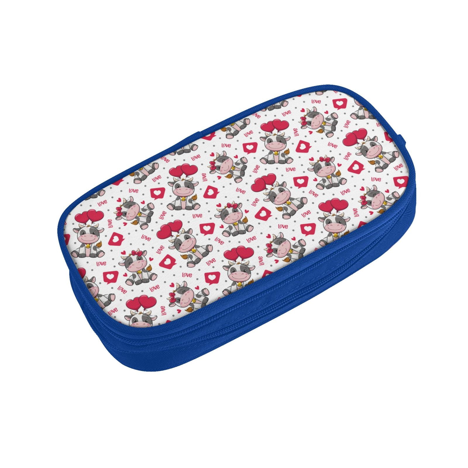 Vsdgher Caring Cow Print Large Capacity Pencil Case Pouch with Zipper ...