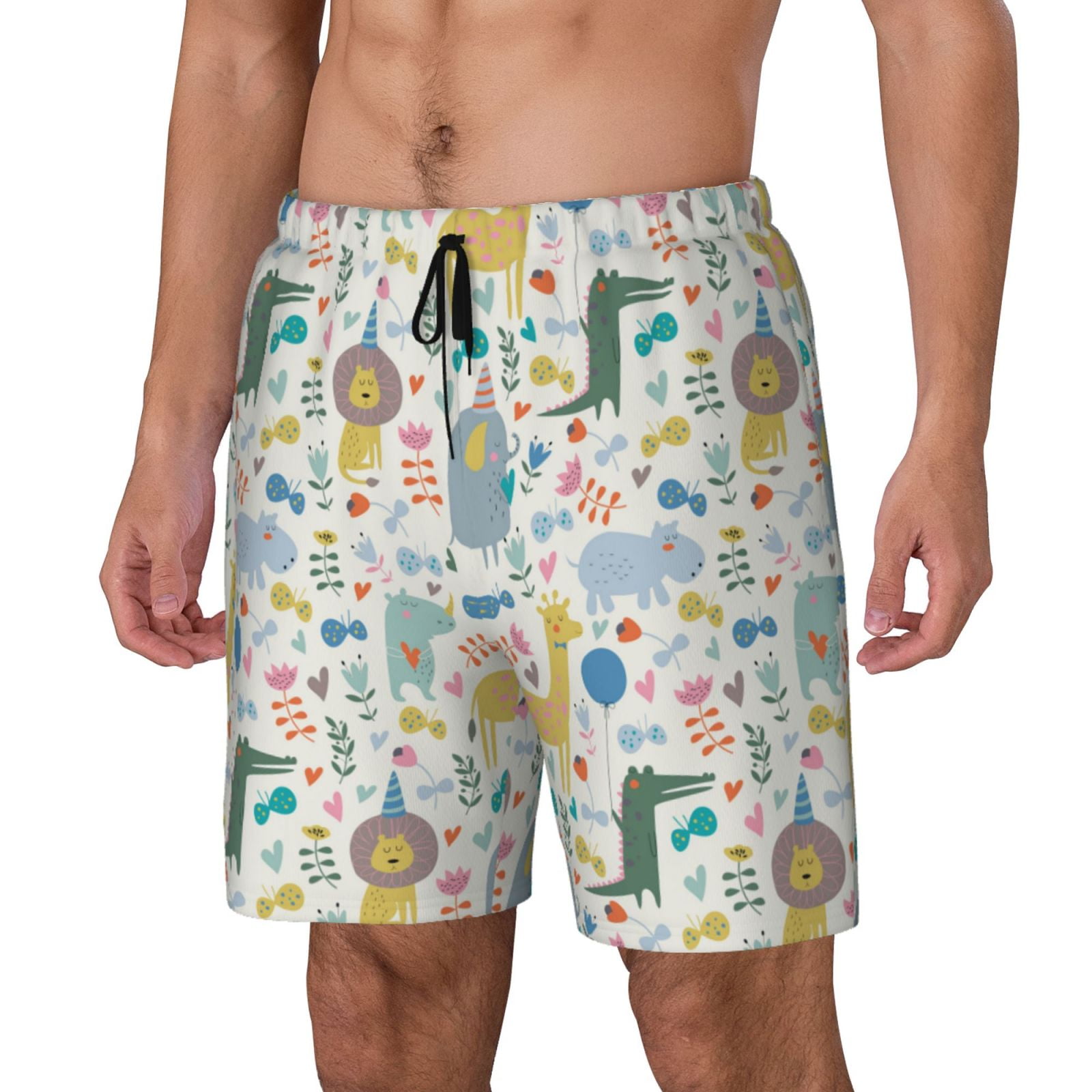 Vsdgher Cartoon Animals for Mens Swim Trunks with Compression Liner ...