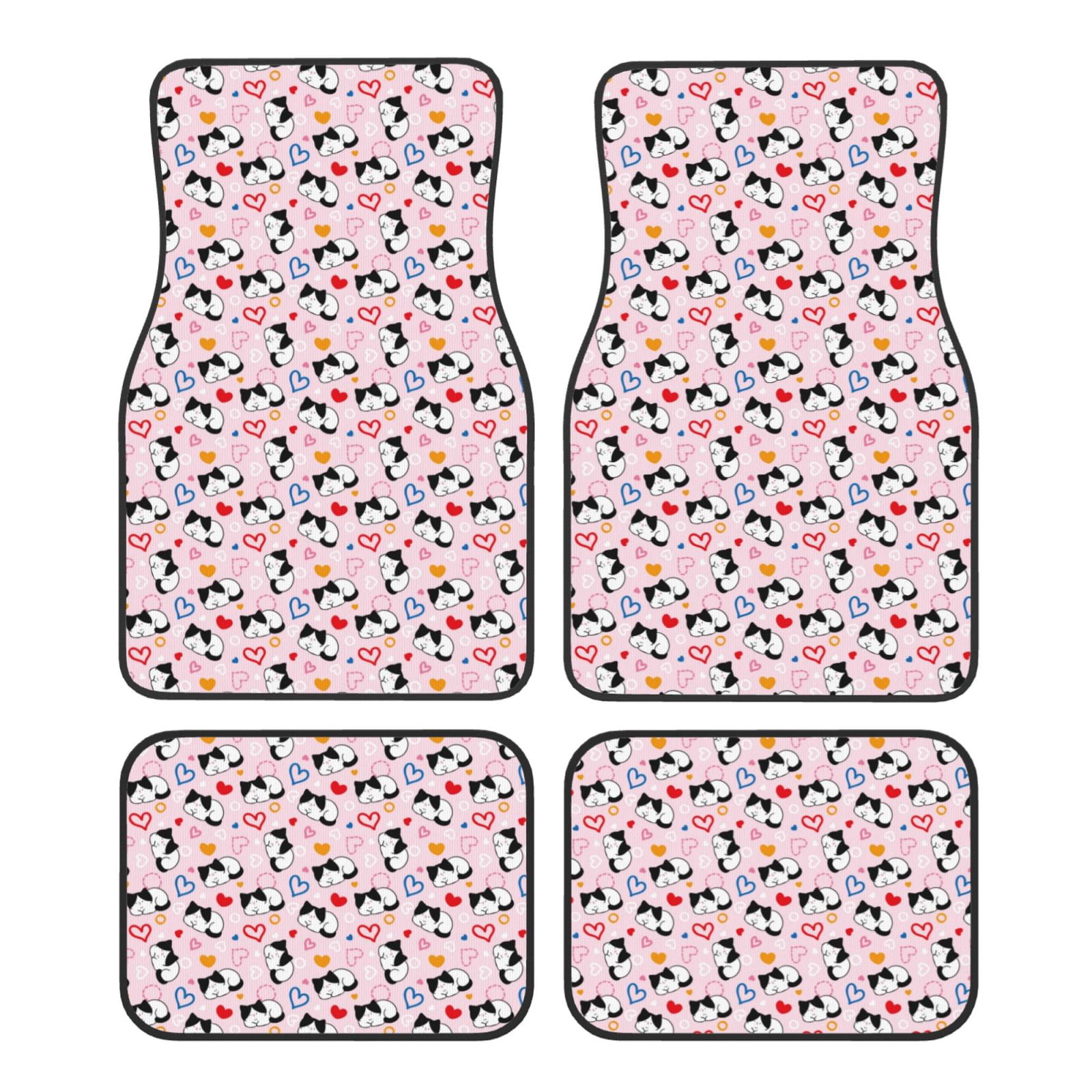 Vsdgher Cartoon Cat And Heart Car Foot Mat Set of 4 Pieces Universal ...