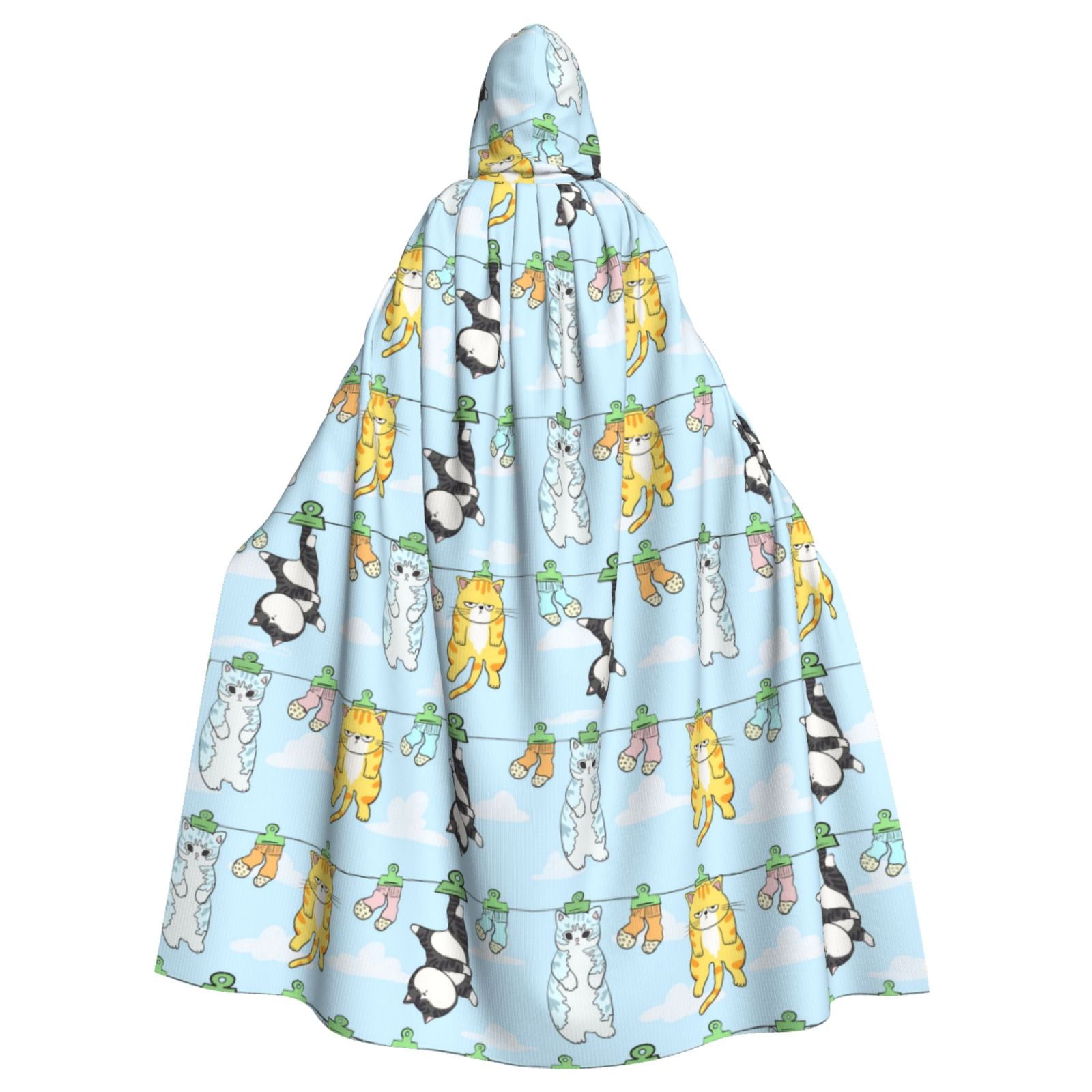 Vsdgher Cartoon Cat CloakUnisex Full Length Hooded Robe Cloak Long Cape ...