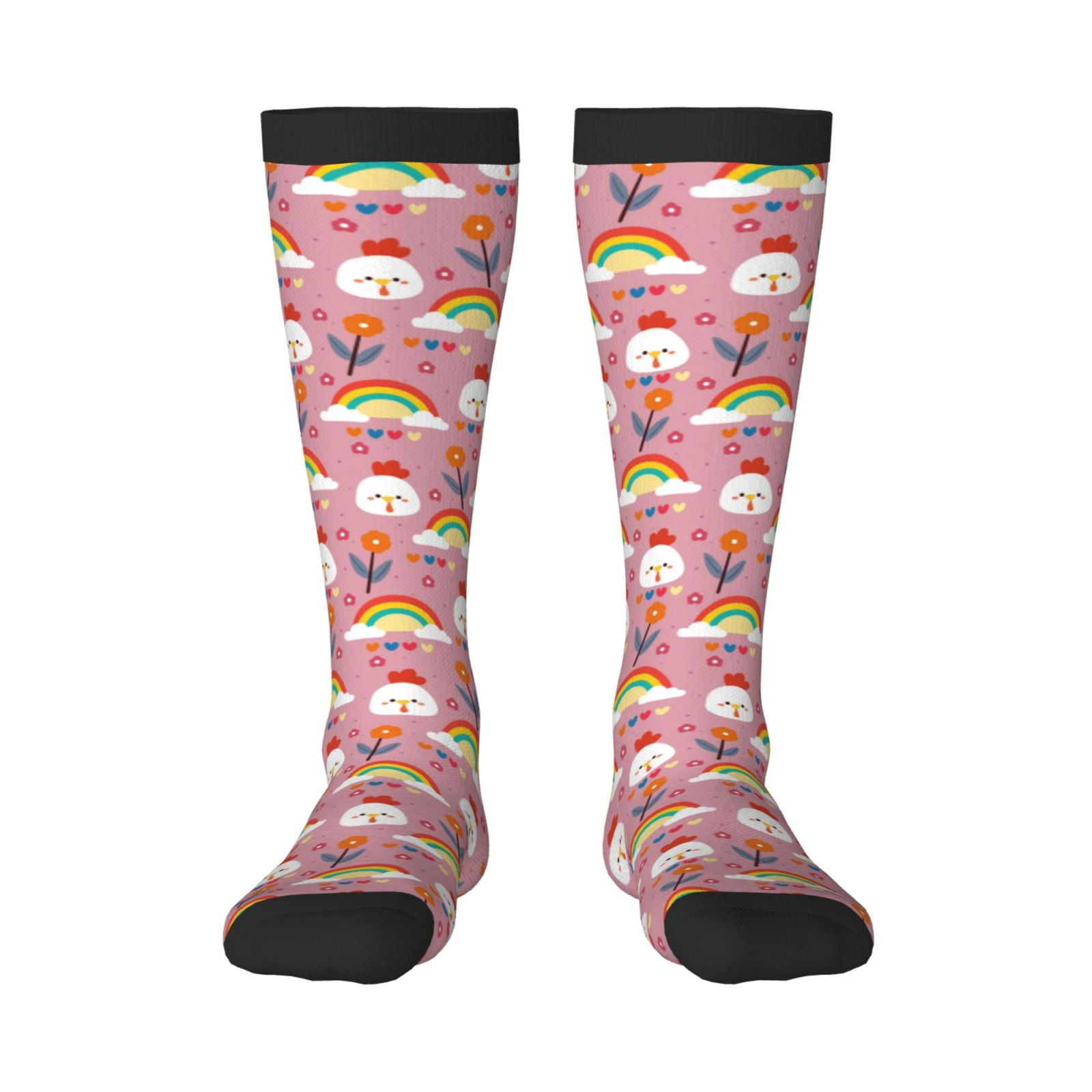 Vsdgher Cartoon Chicken Print Thigh High Socks Extra Long Stretchy Sock ...