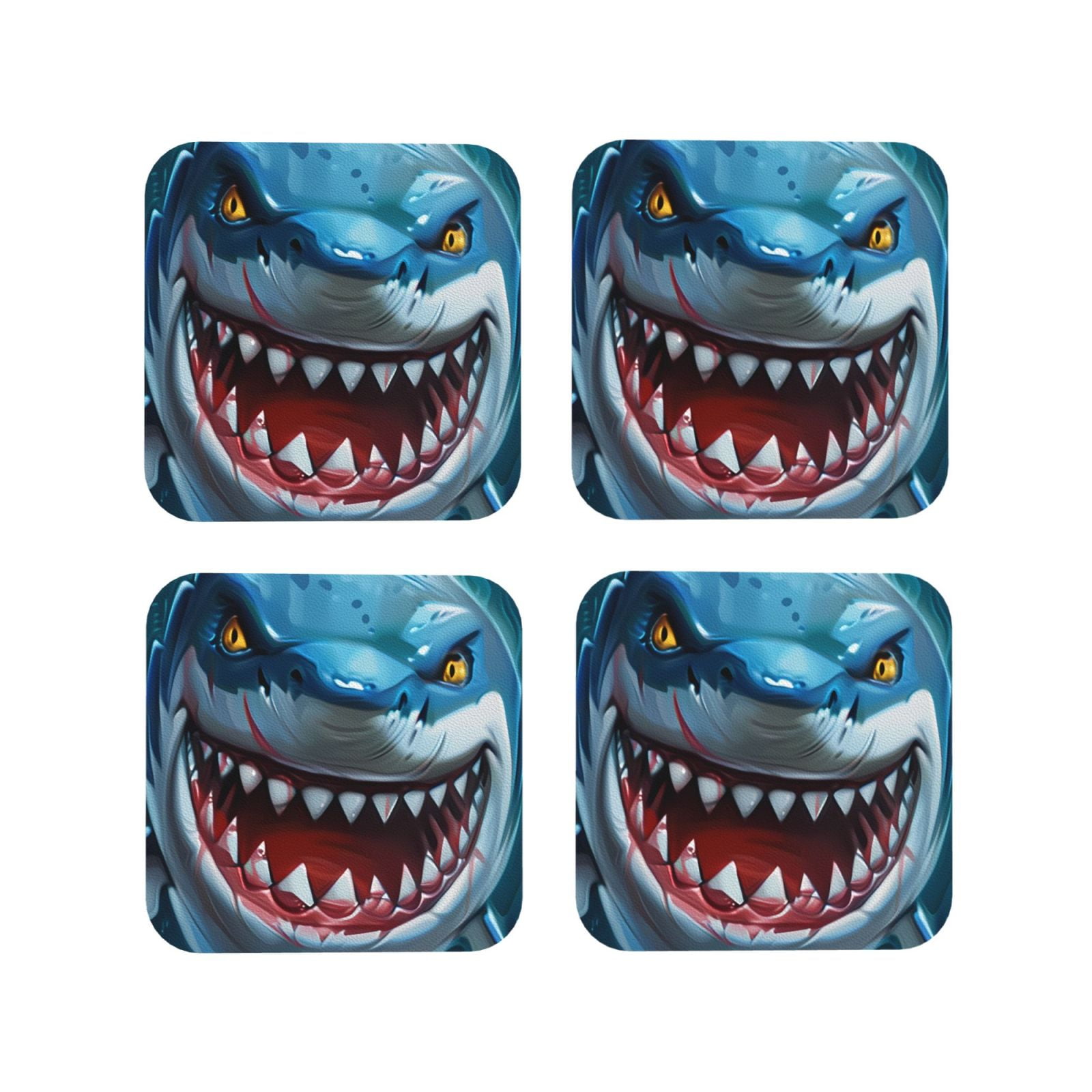 Vsdgher Cartoon Cute Shark Leather Coasters for Drinks, Durable Drink ...