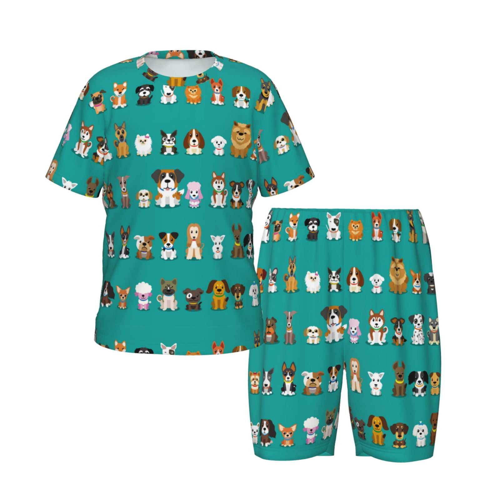 Vsdgher Cartoon Dogs Print girls Short Sleeve Top and Shorts Snug ...