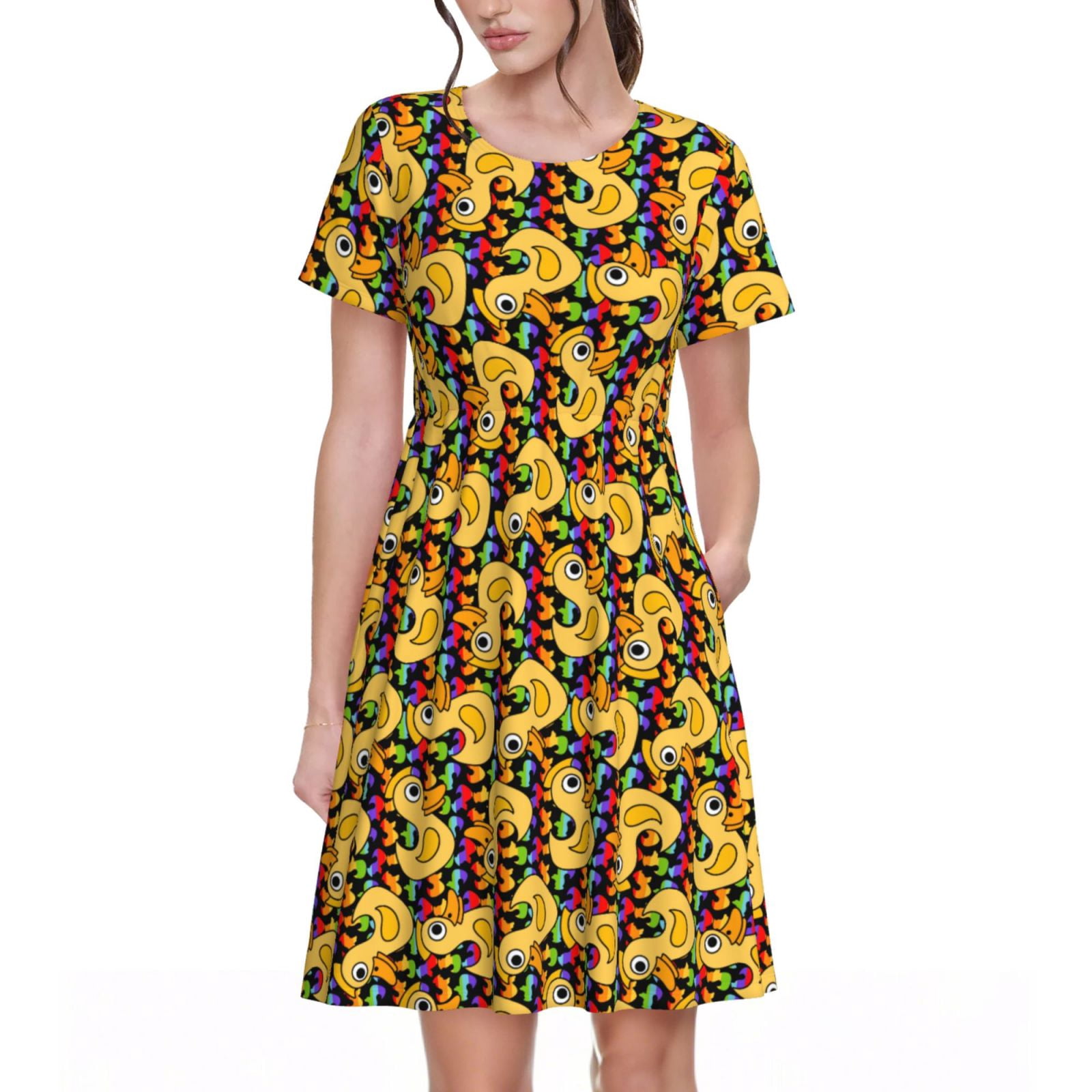 Vsdgher Cartoon Ducks for Womens Summer 2025 Casual Midi Maxi Dresses ...