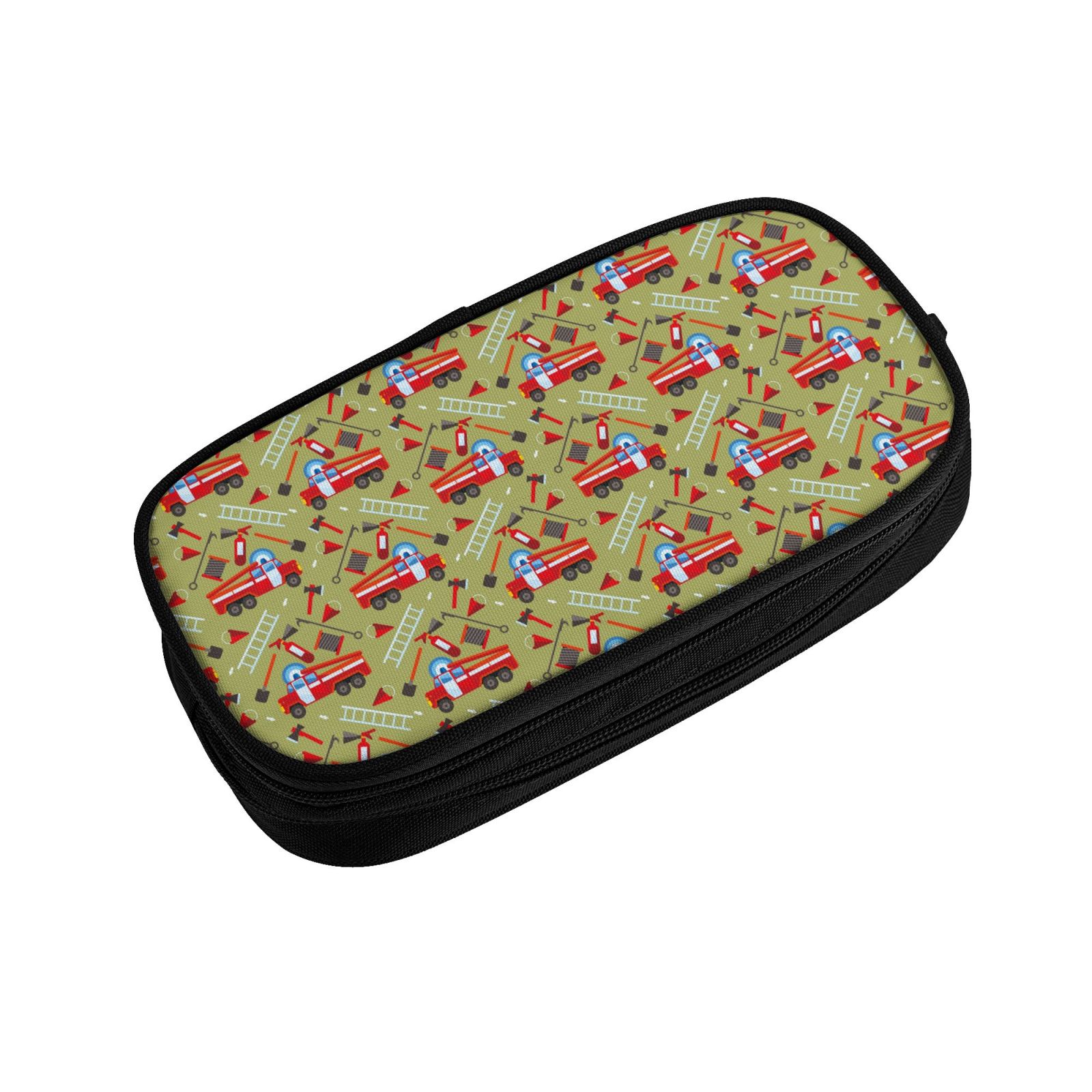 Vsdgher Cartoon Fire Truck Print Large Capacity Pencil Case Pouch with ...
