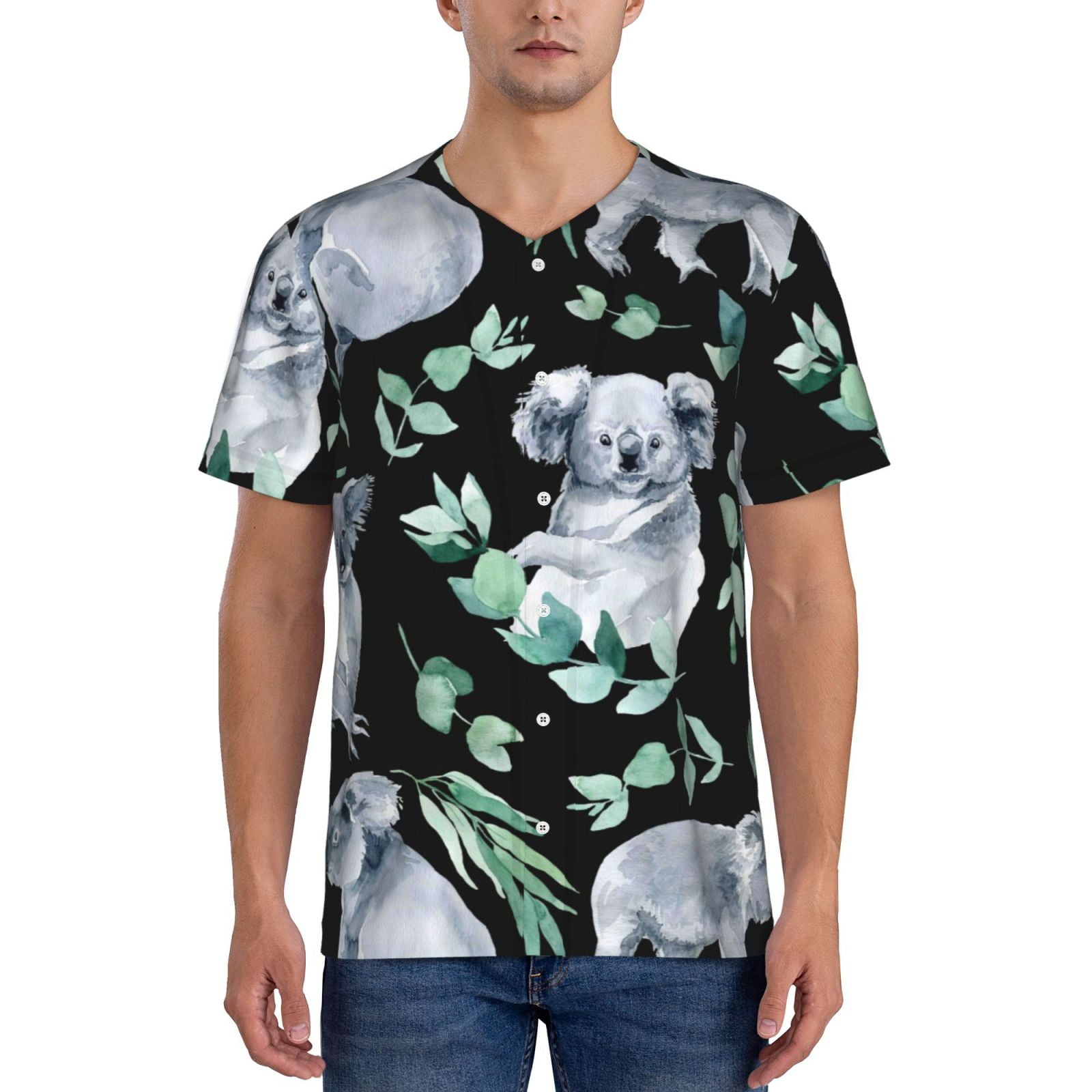 Vsdgher Cartoon Koala Bear Mens T-Shirts Baseball Vintage Fashionable ...