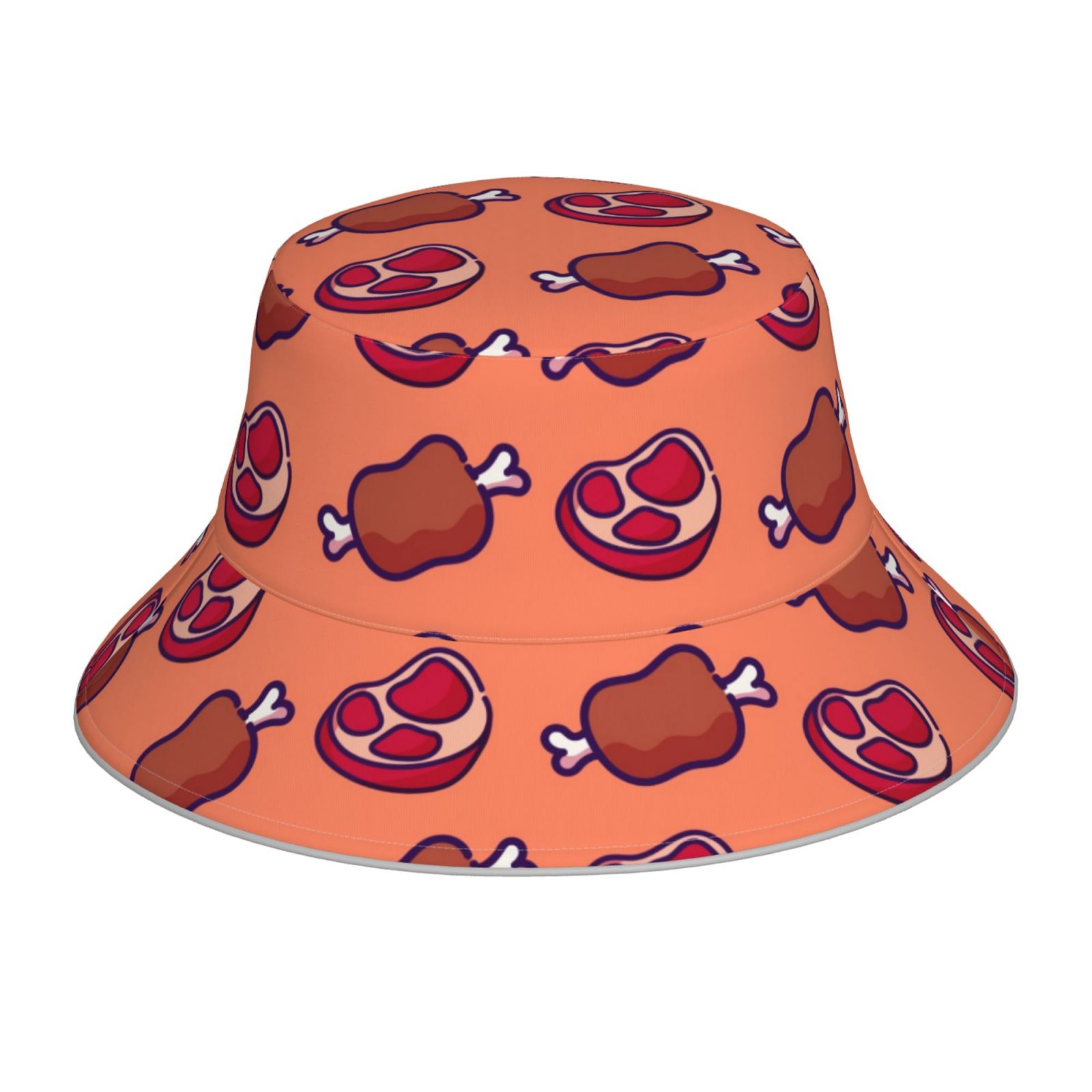 Vsdgher Cartoon Meat Print Bucket Hat for Men&Women Bucket Hat ...