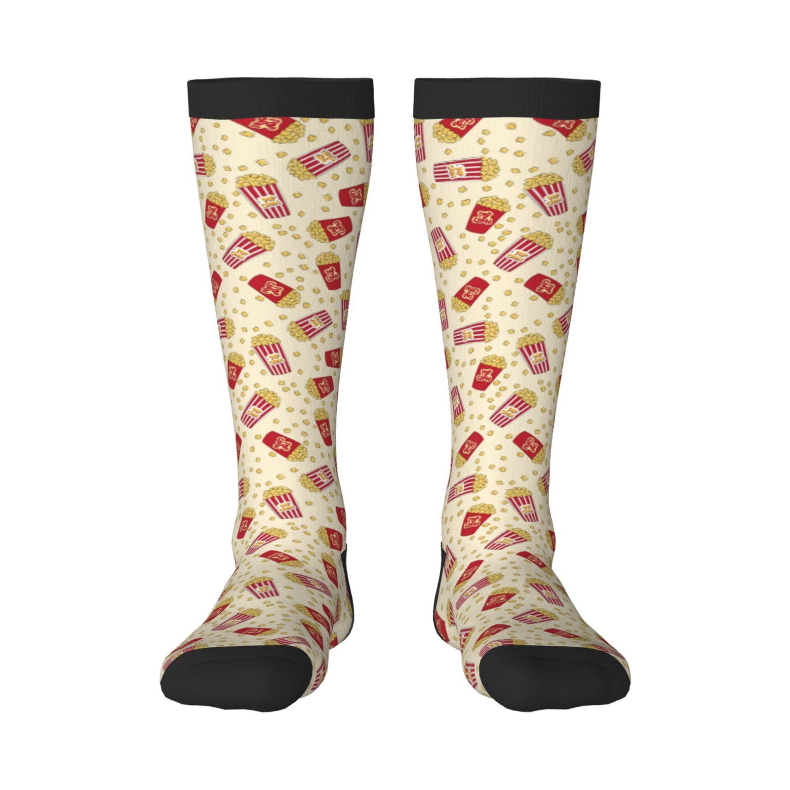 Vsdgher Cartoon Popcorn Print Thigh High Socks Extra Long Stretchy Sock ...