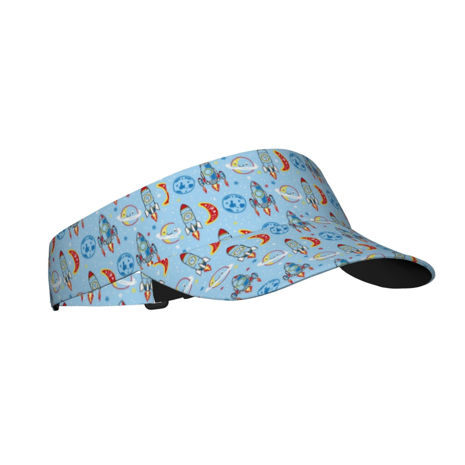 Vsdgher Cartoon Rocket With Space Print Adult Sunscreen Visor Cap,1 ...