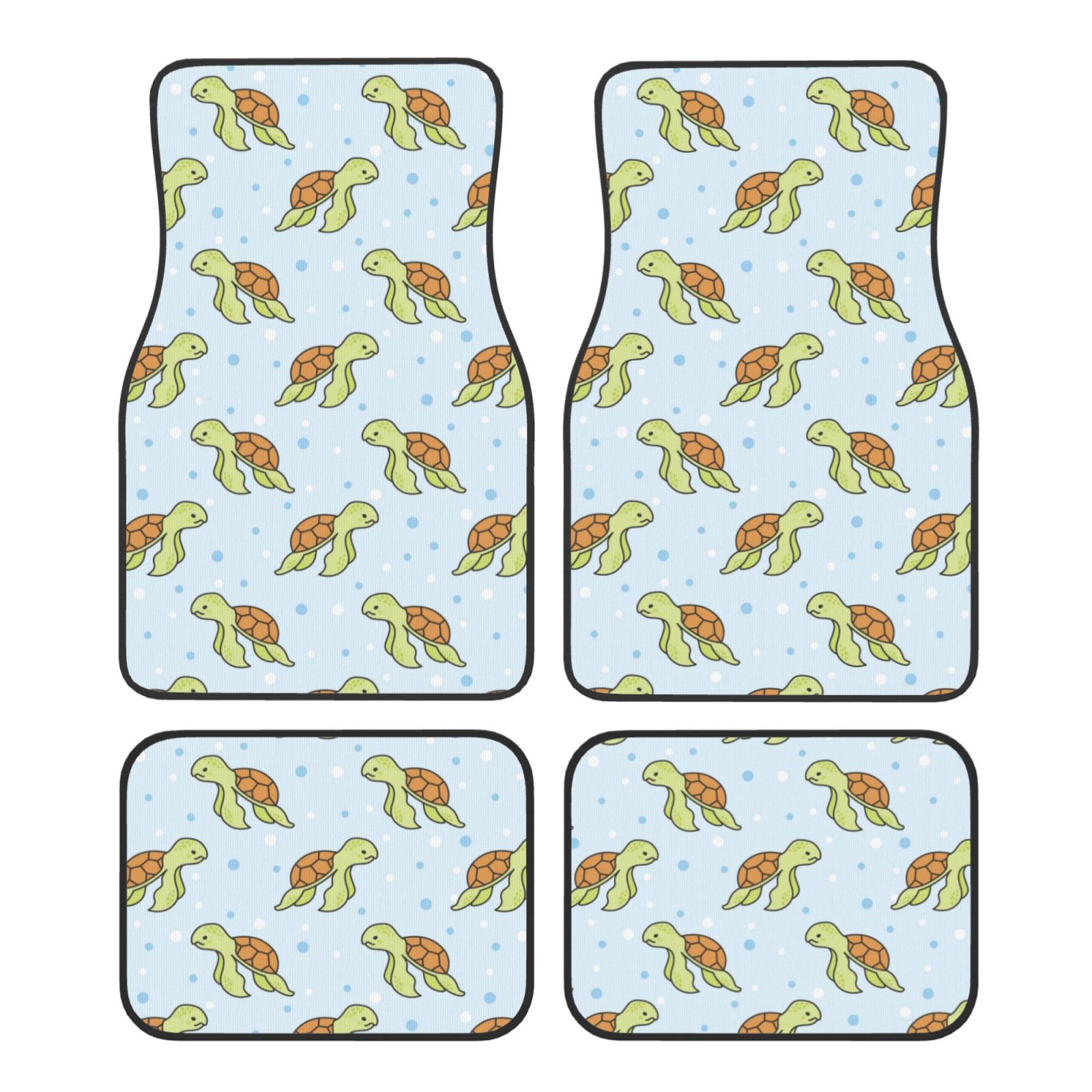 Vsdgher Cartoon Sea Turtle Car Foot Mat Set of 4 Pieces Universal Floor ...