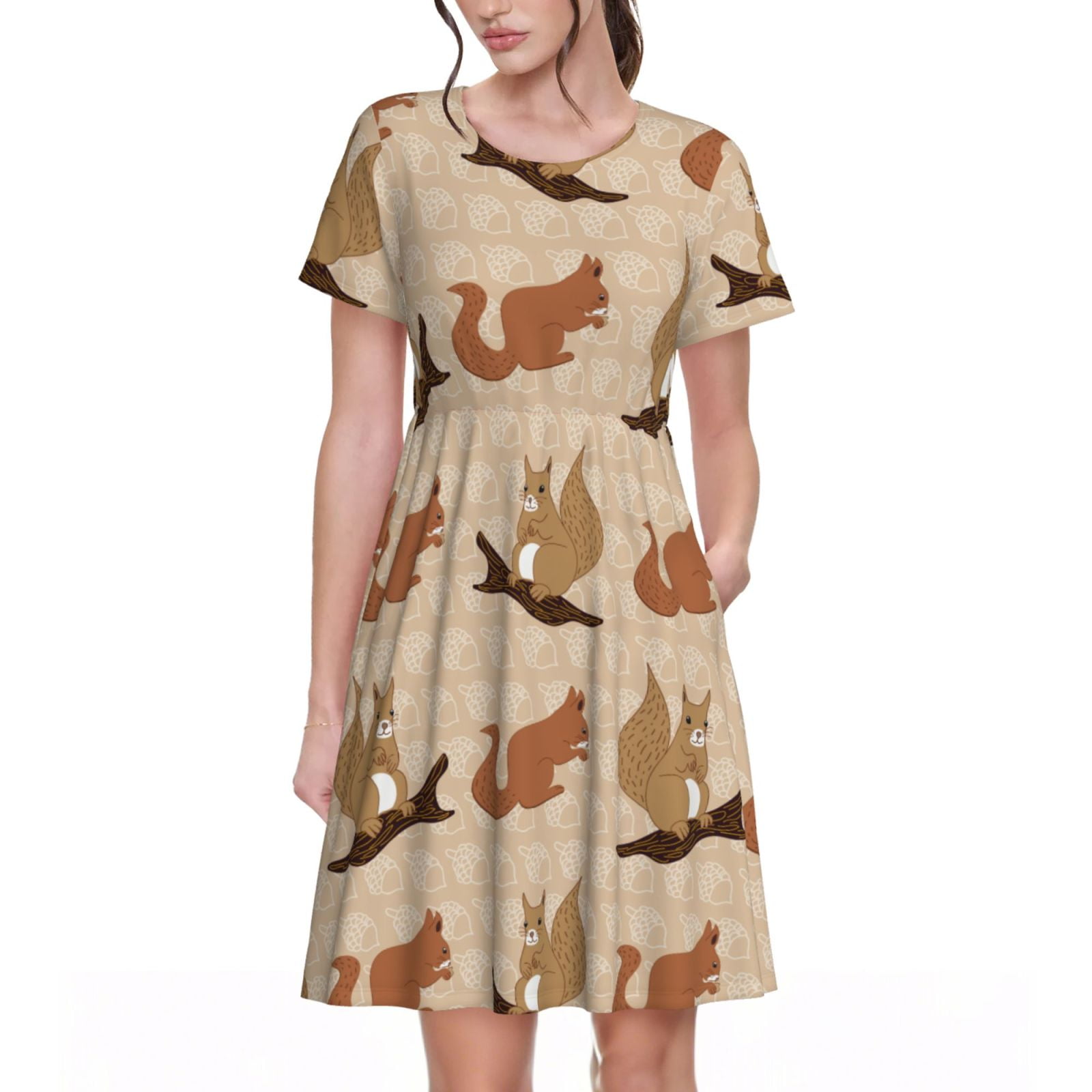 Vsdgher Cartoon Squirrel for Womens Summer 2025 Casual Midi Maxi ...