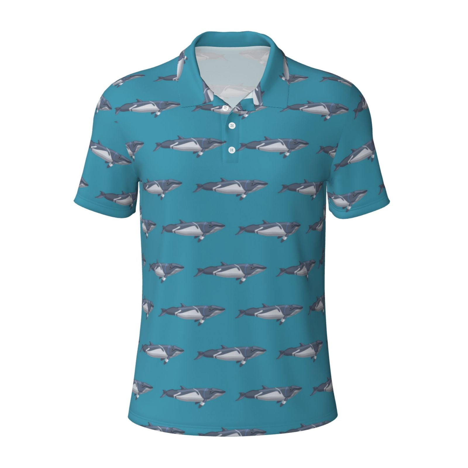 Vsdgher Cartoon Whale Print Men's Short Sleeve Stretch Polo Shirt ...