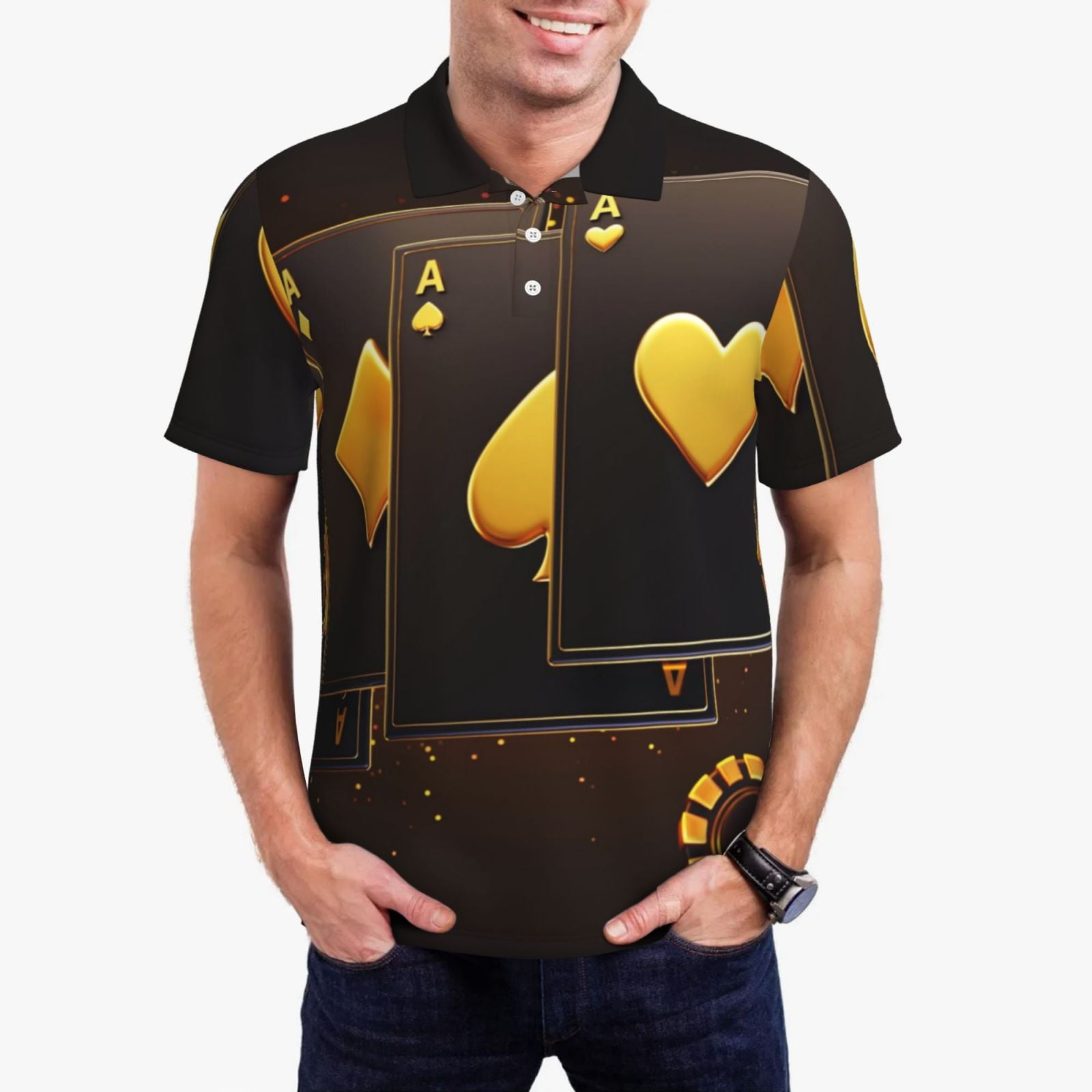 Vsdgher Casino Playing Cards Polo Shirts for Men, Men's Short Sleeve ...