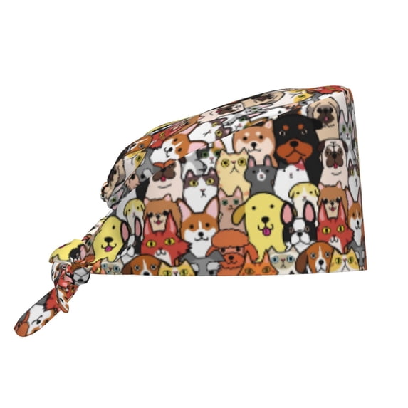 Vsdgher Cats & Dogs Group Men Women Adjustable Cap Working Hat Tie Back ...