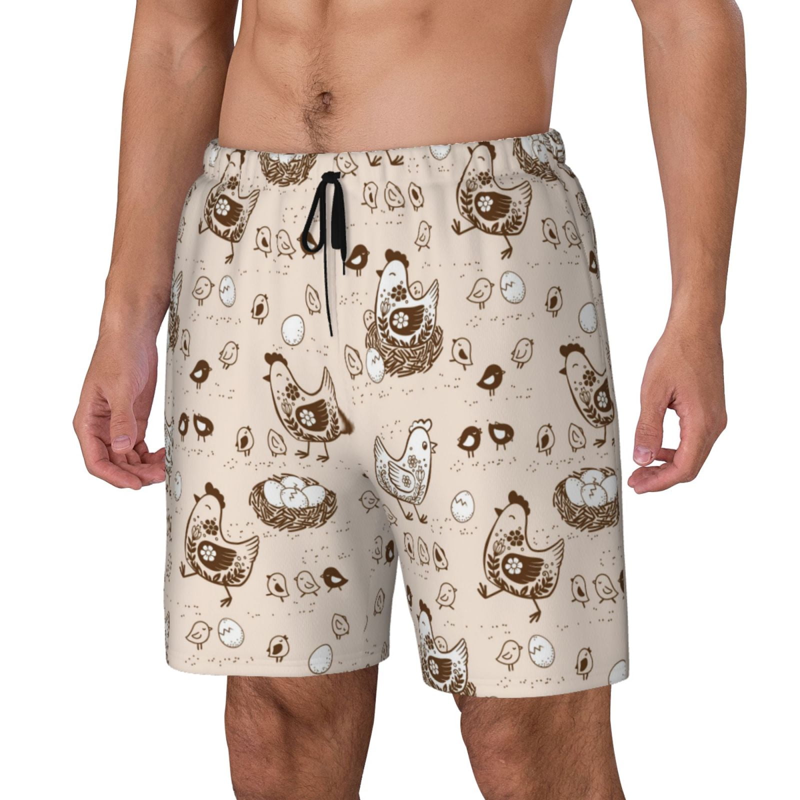 Vsdgher Chicken With Floral for Mens Swim Trunks with Compression Liner ...