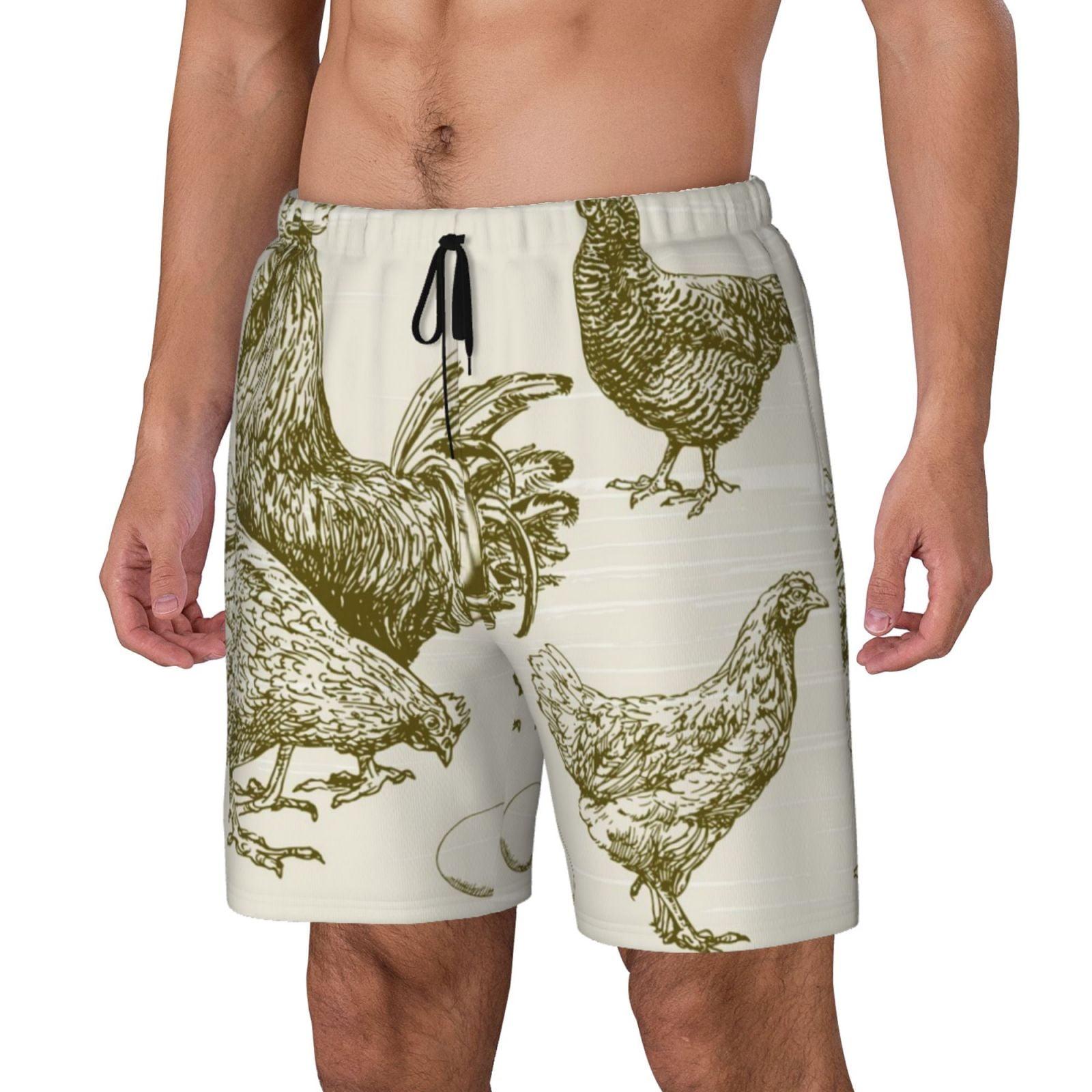 Vsdgher Chickens for Mens Swim Trunks with Compression Liner Swim ...