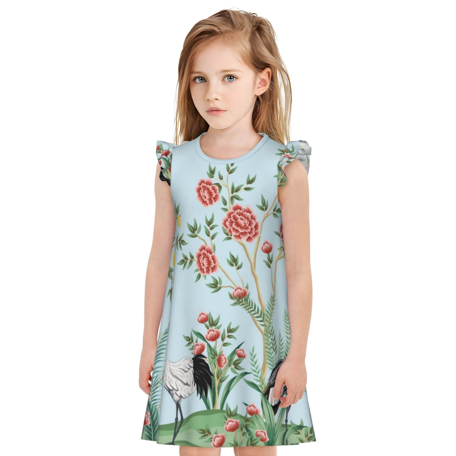 Vsdgher Chinoiserie Floral Palm Tree for Girls Nightgowns Toddler ...